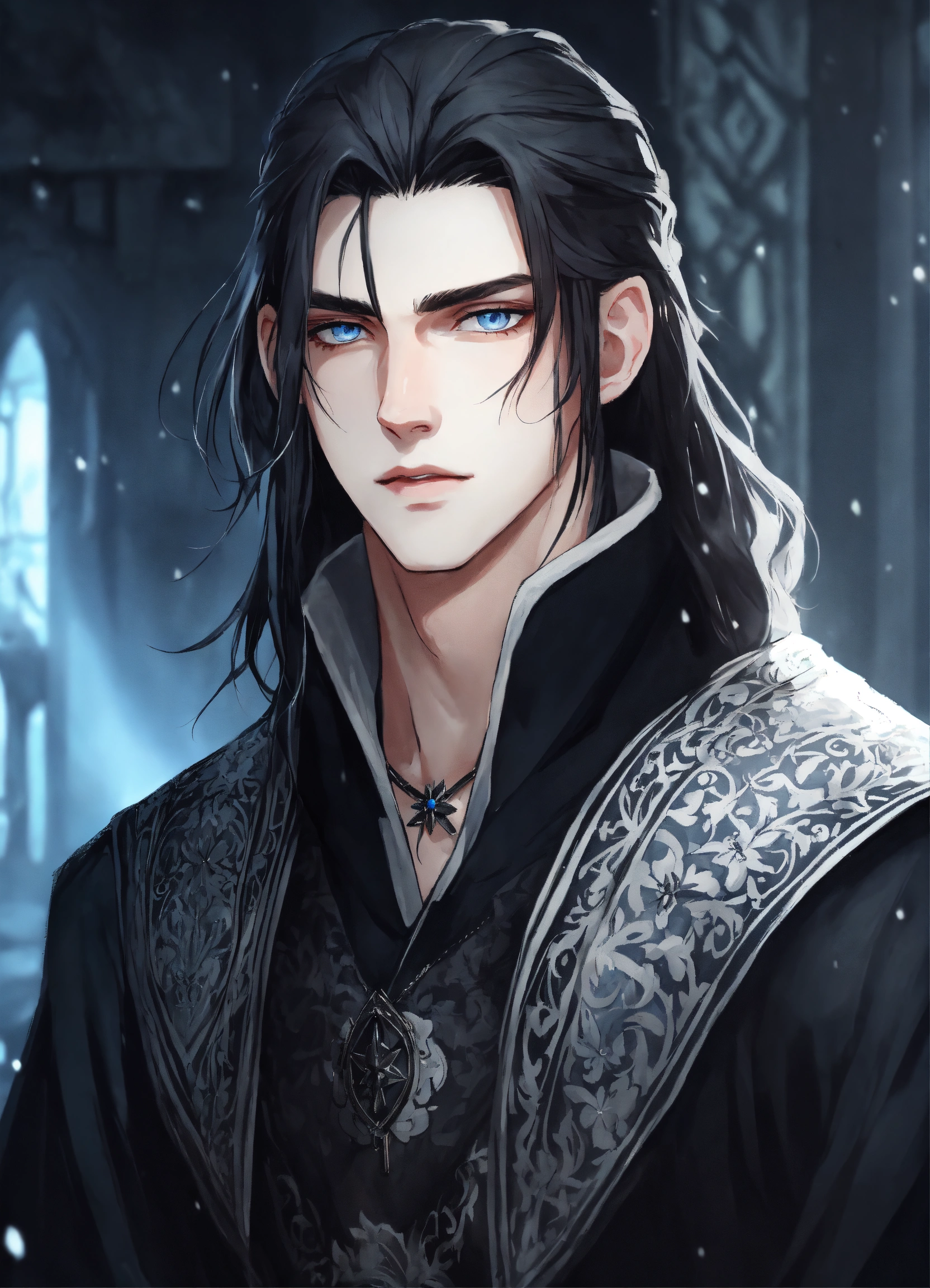 Lexica - 20-year-old Slavic man. dark black straight shoulder length ...