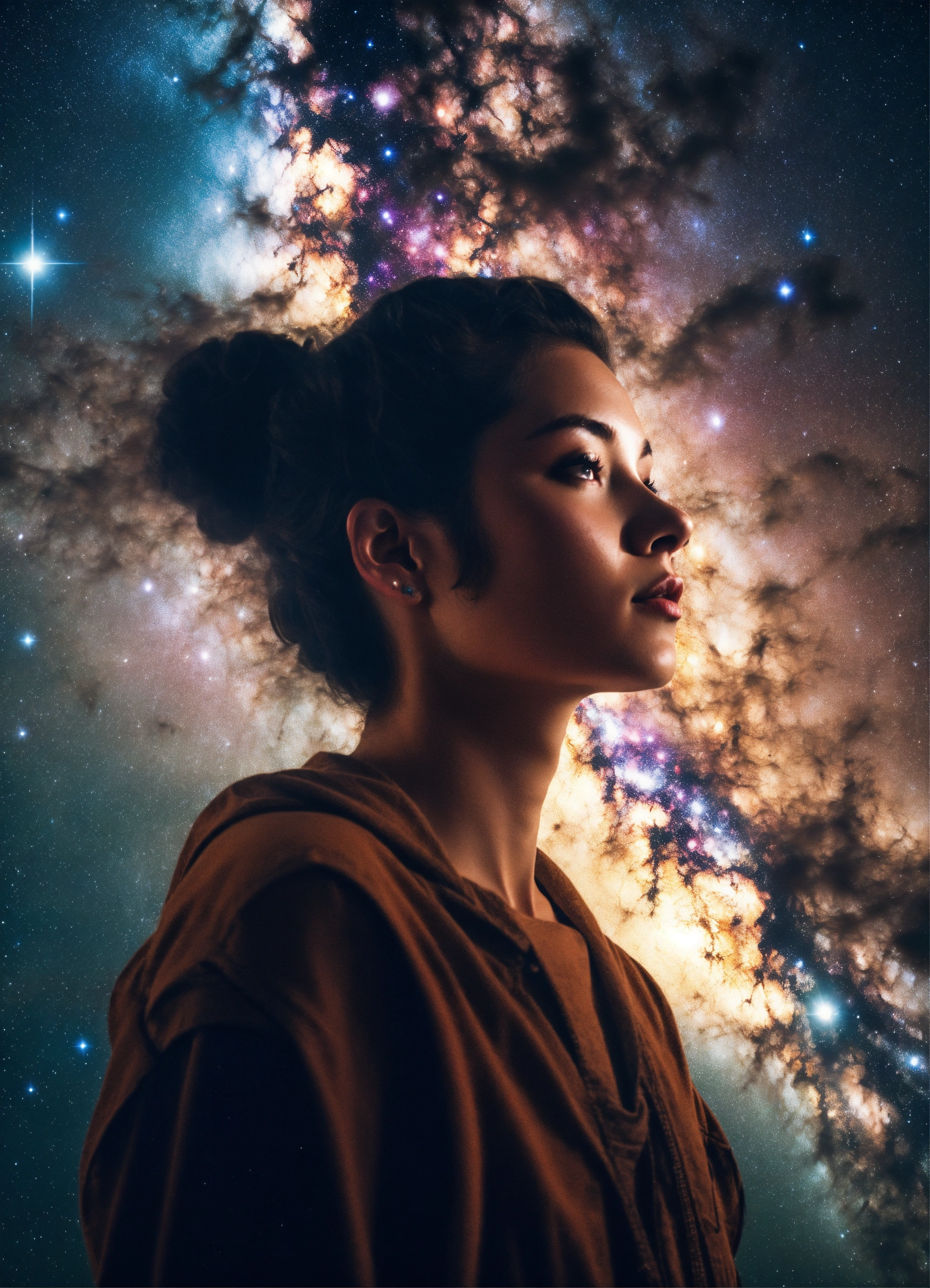 Lexica - The milky way end stars bursts out of a person's head