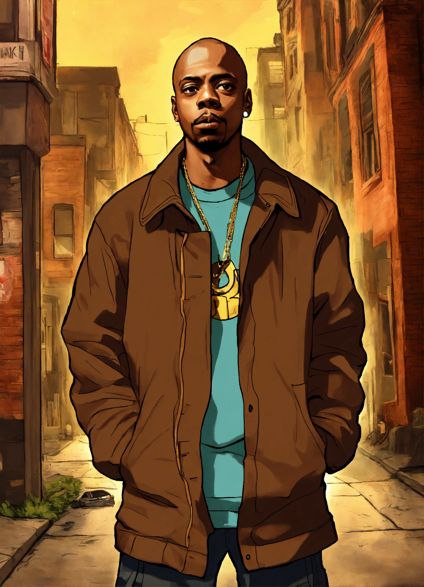 Lexica - Hip hop art style Dave Chappelle boondocks full body