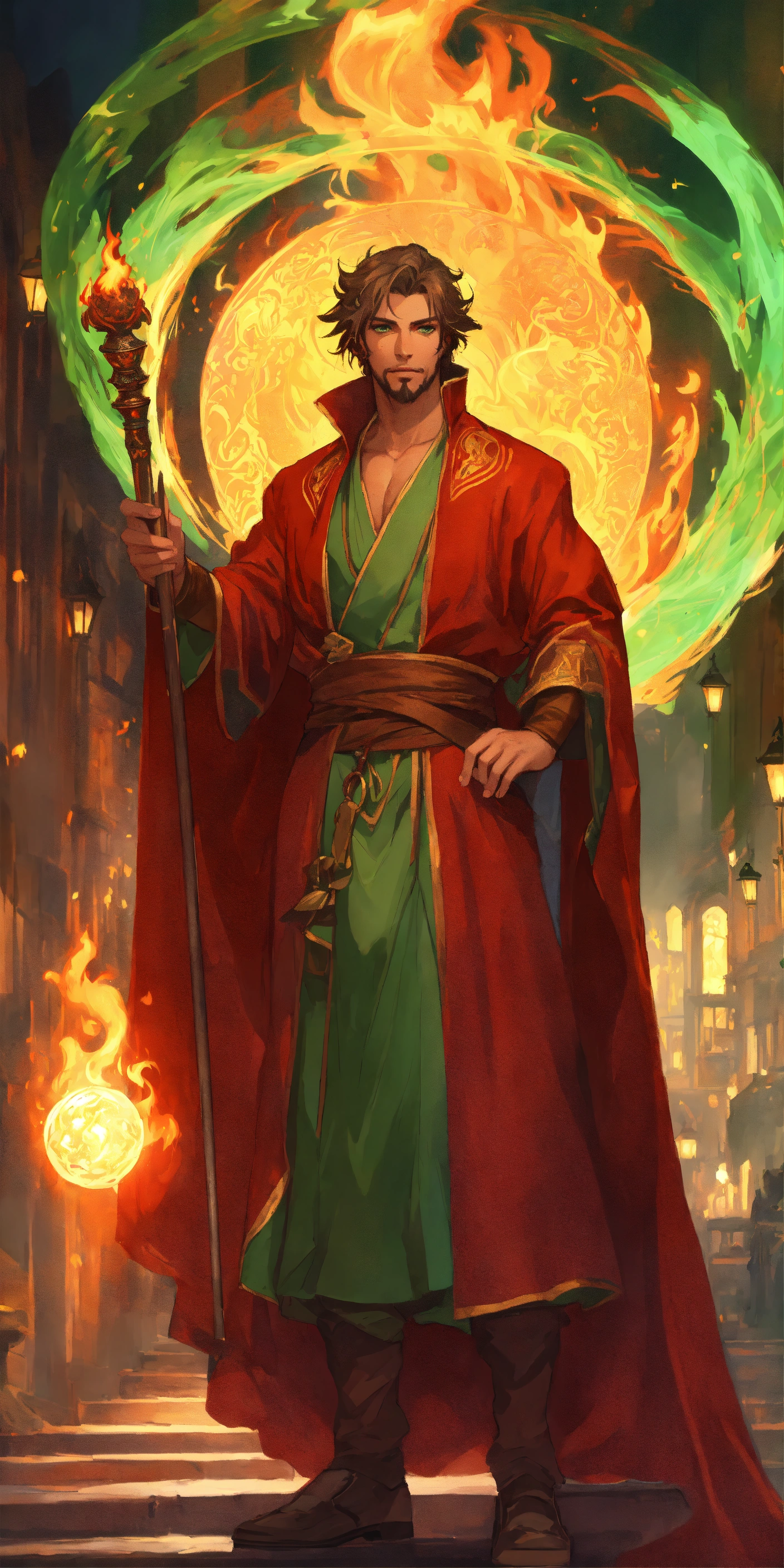 Lexica - Handsome, human, imperial male fire sorcerer with goatee ...