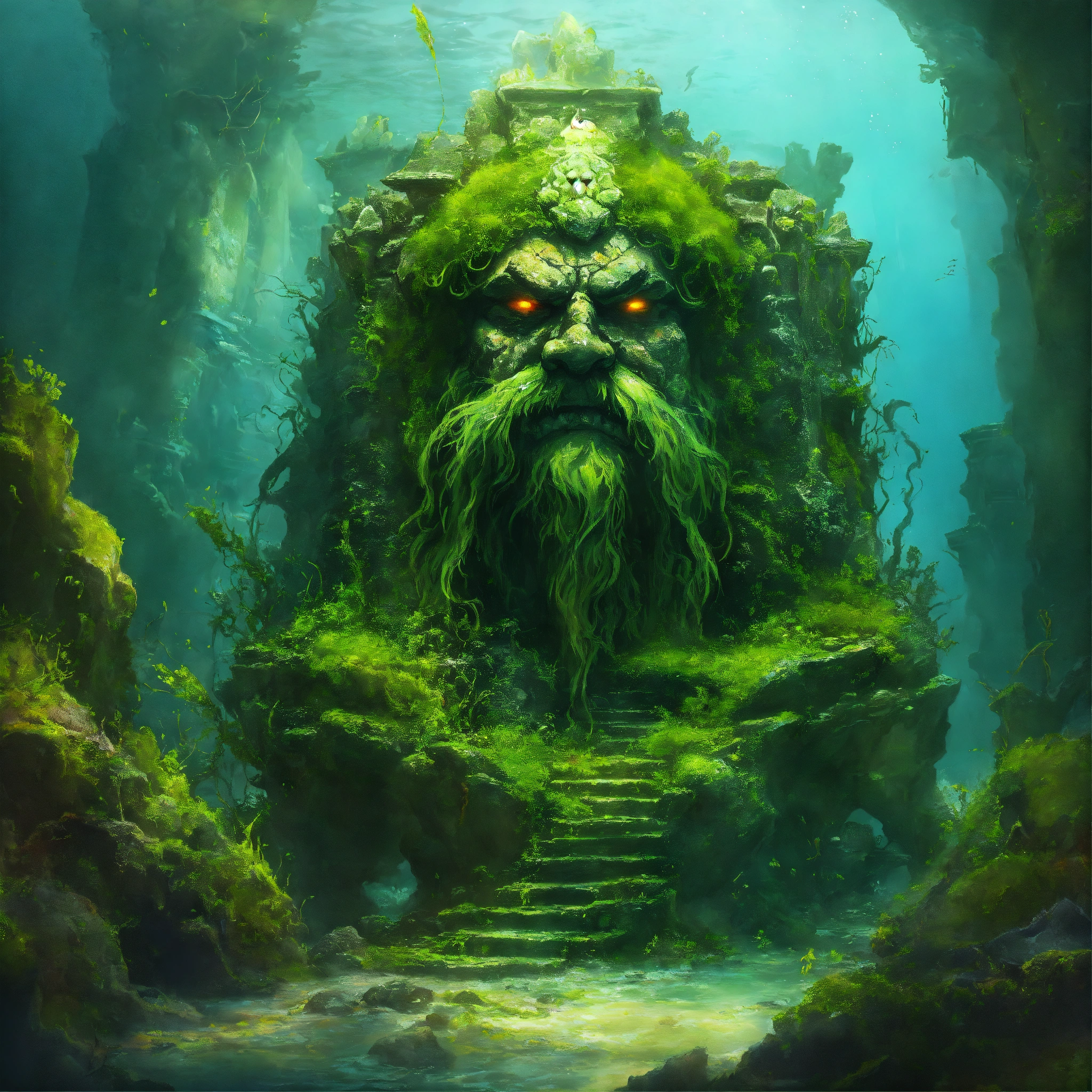 Lexica - Concept art of a angry and scary stone deity in ruines ...