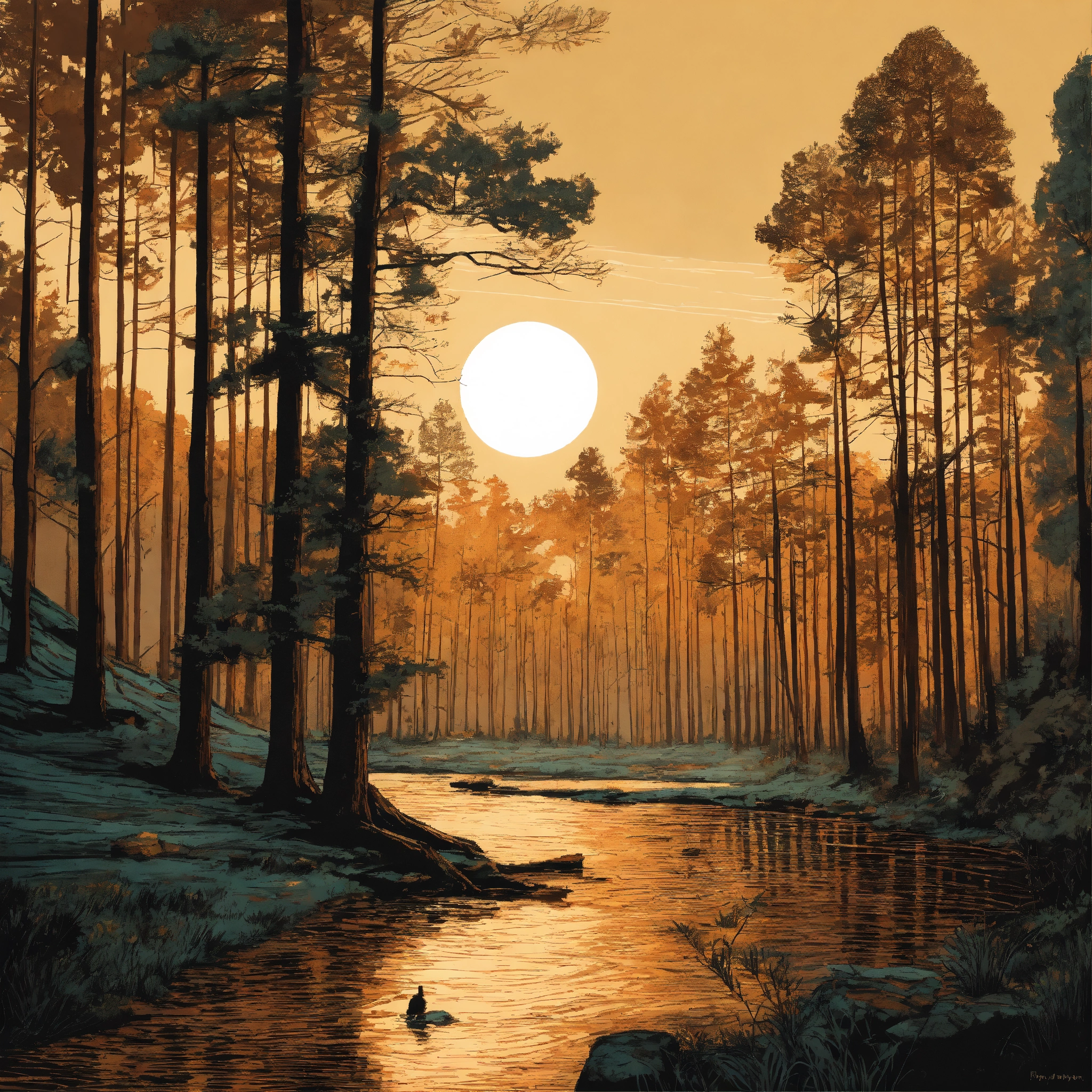 Lexica - In wood block etching style, in cool tones Steel your ...