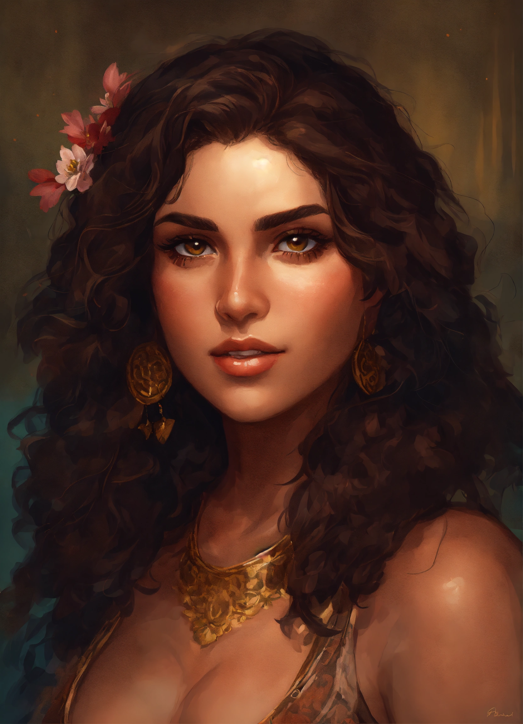 Lexica - A digital portrait of a Brazillian merchant woman with dark ...