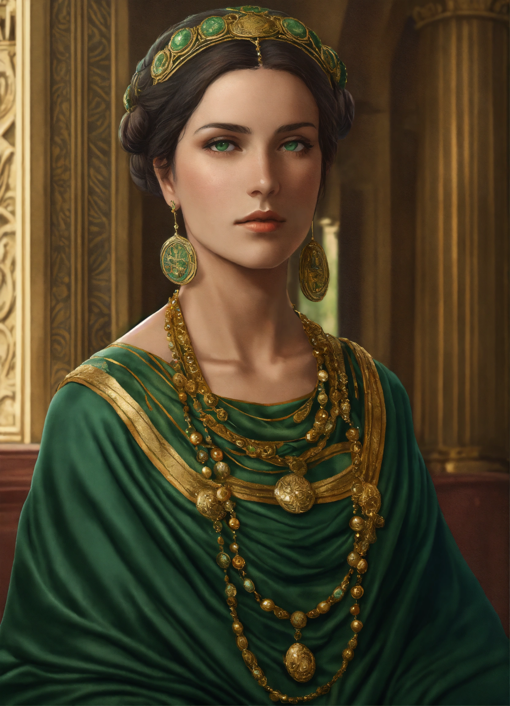 Lexica - A noble roman woman with dark hair and dark green eyes, hair ...