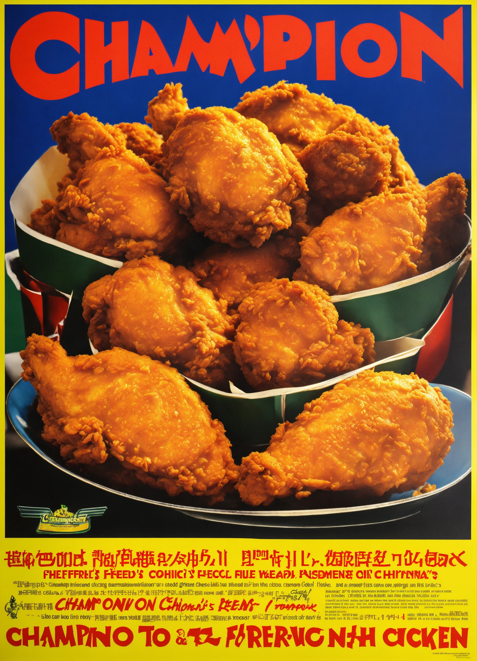 Lexica - Fast food fried chicken advertisement poster for "Champion's"