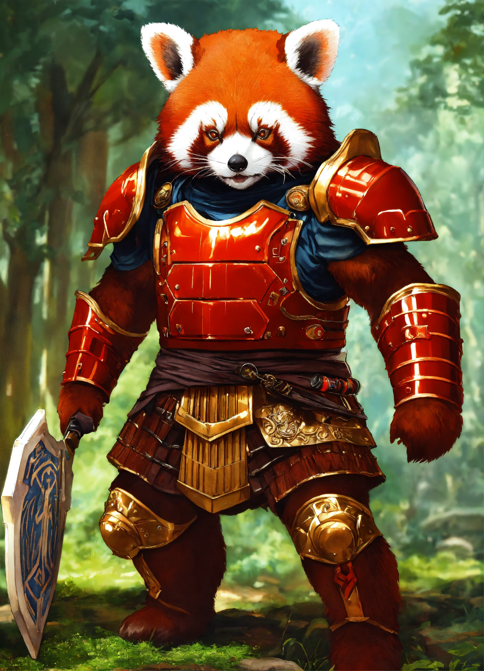 Lexica - Red panda humanoid, roman armor, Katsuhiro Otomo style