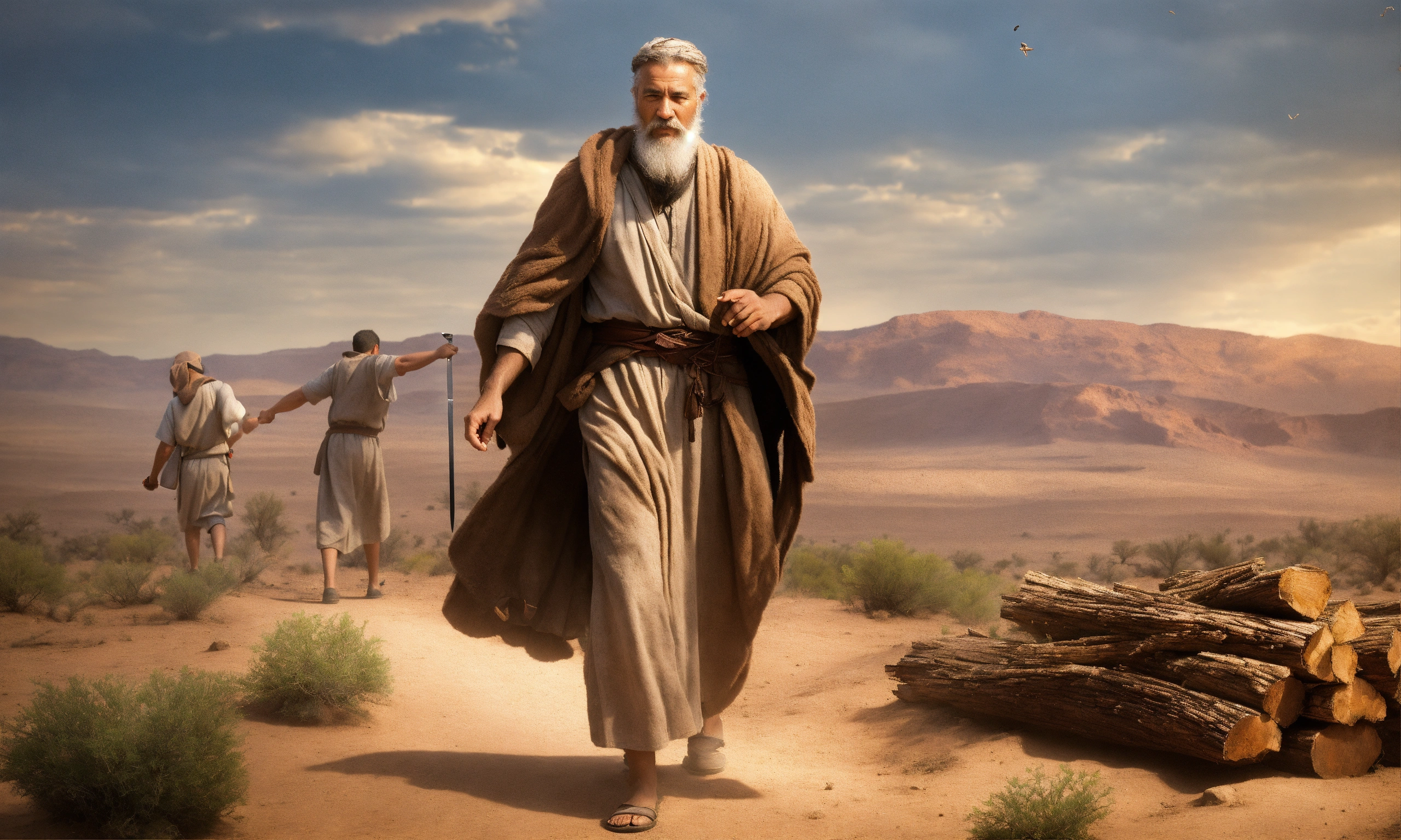 Lexica - Realistic Abraham from the Bible, realistic, with a knife on ...