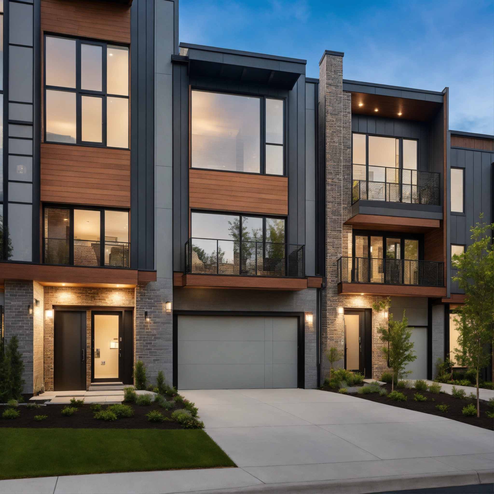 Lexica - Modern townhomes with a contemporary gray facade, front view ...
