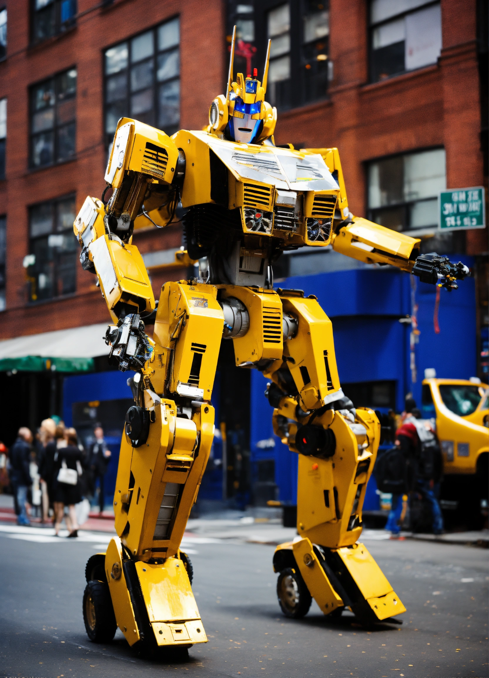 Lexica - In this photograph taken in a street in New York a building ...