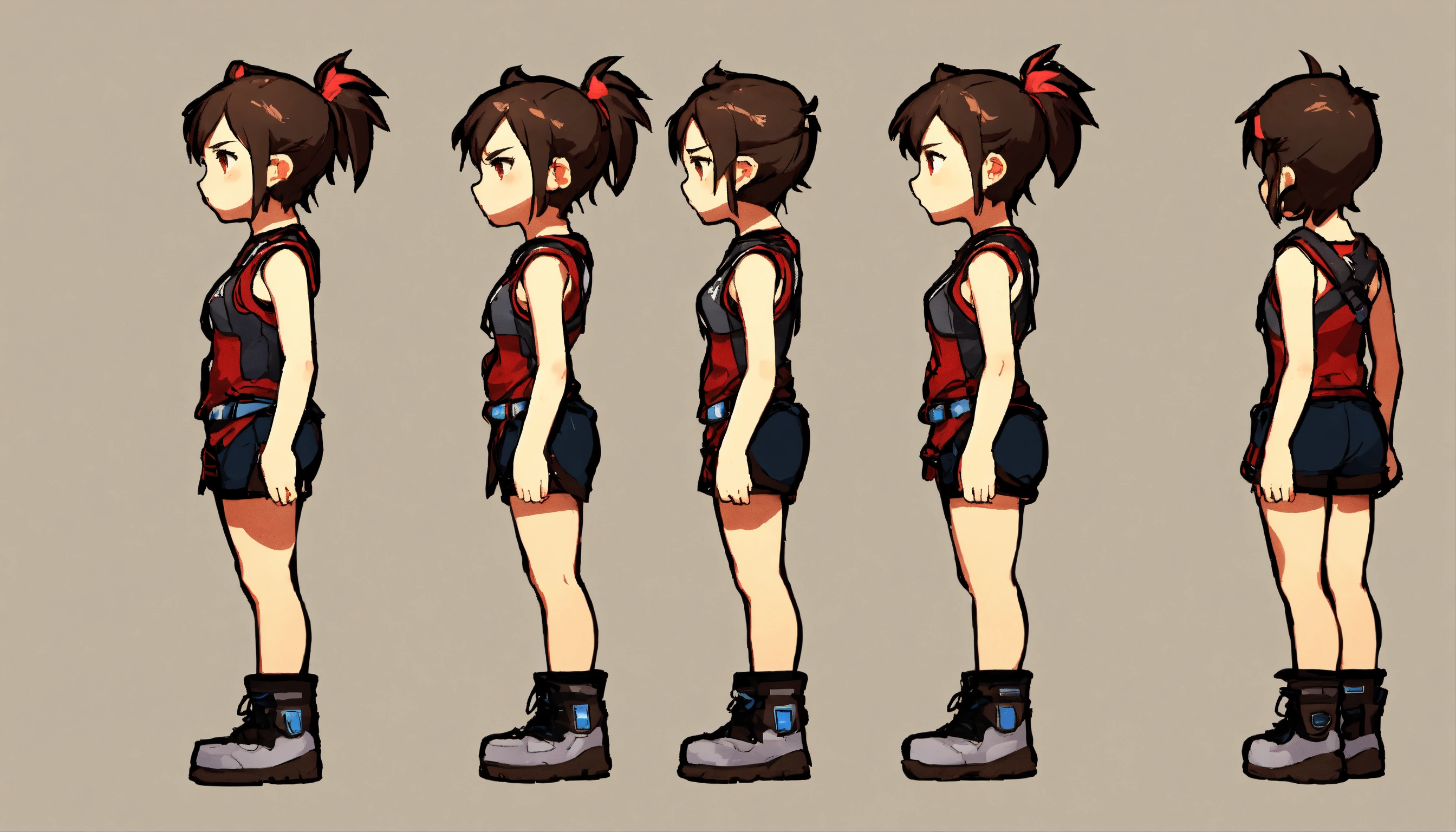 Lexica - Game assets, multiple angles, girl, short hair, tank top ...