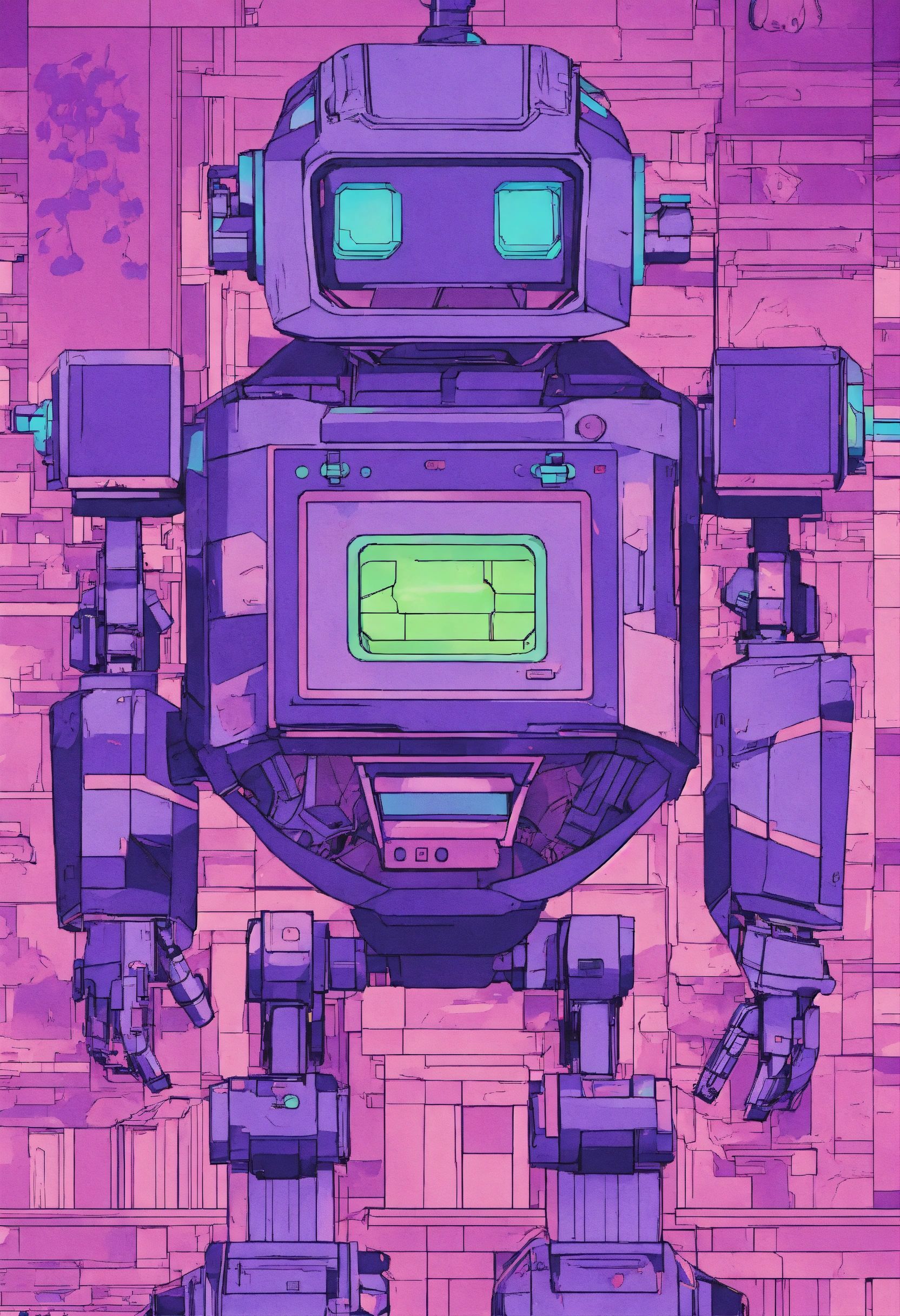 Lexica - Anime, aesthetic, violet robot pattern