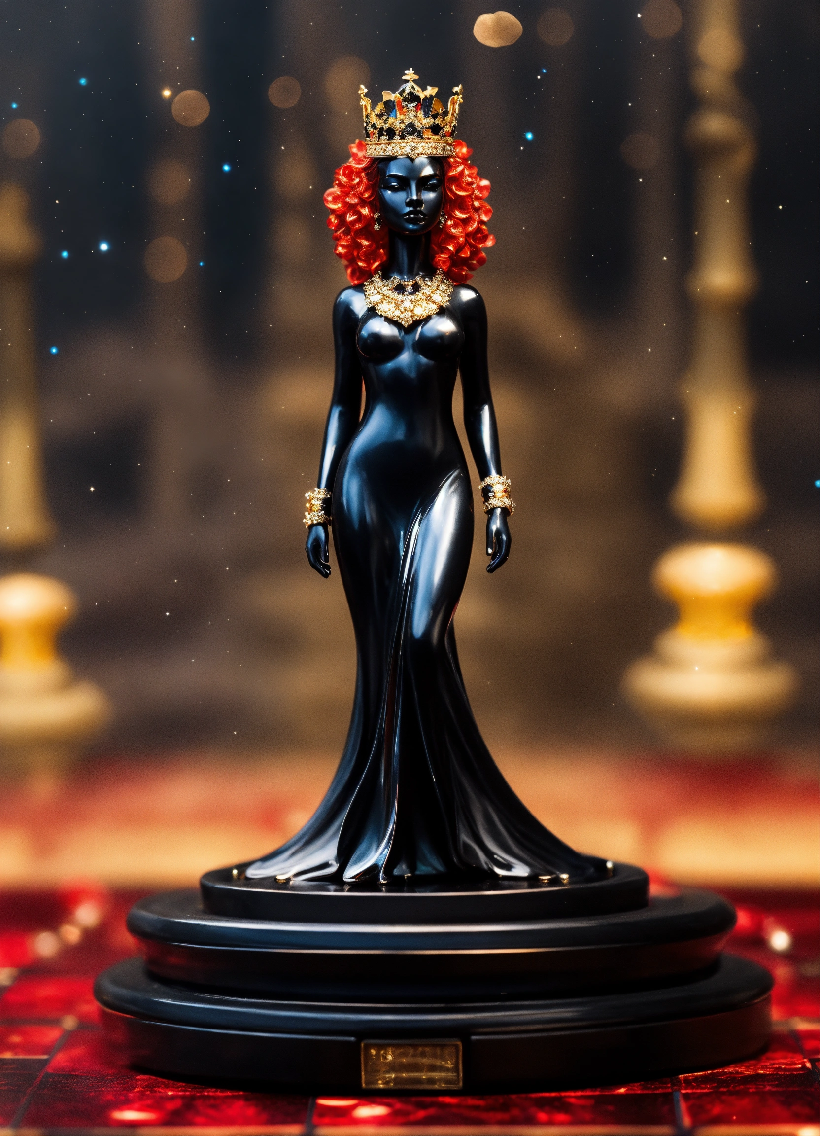 Lexica - Minimalism. Black Solar Queen with long oversized red flowing ...