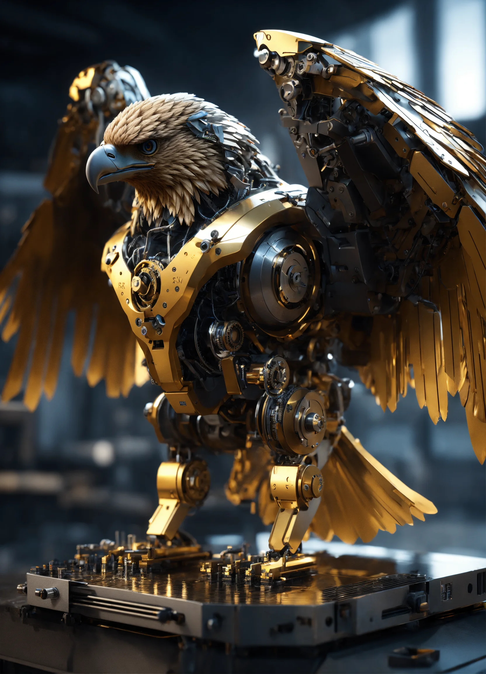 Lexica - Robotic eagle, 8k unreal engine render, wires and gears, photorealistic