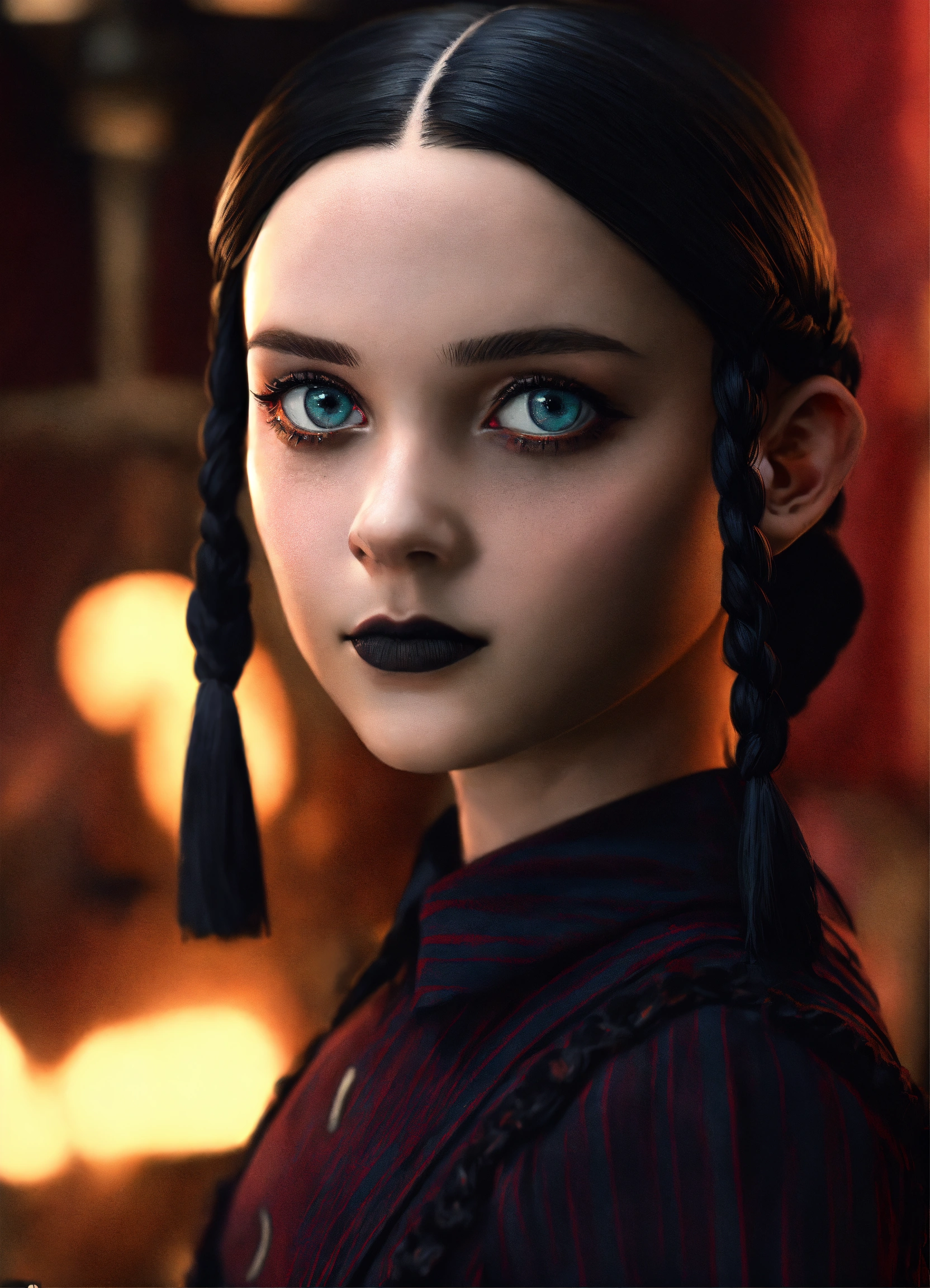Lexica - Photorealistic, close up, wednesday addams, extreme closeup ...
