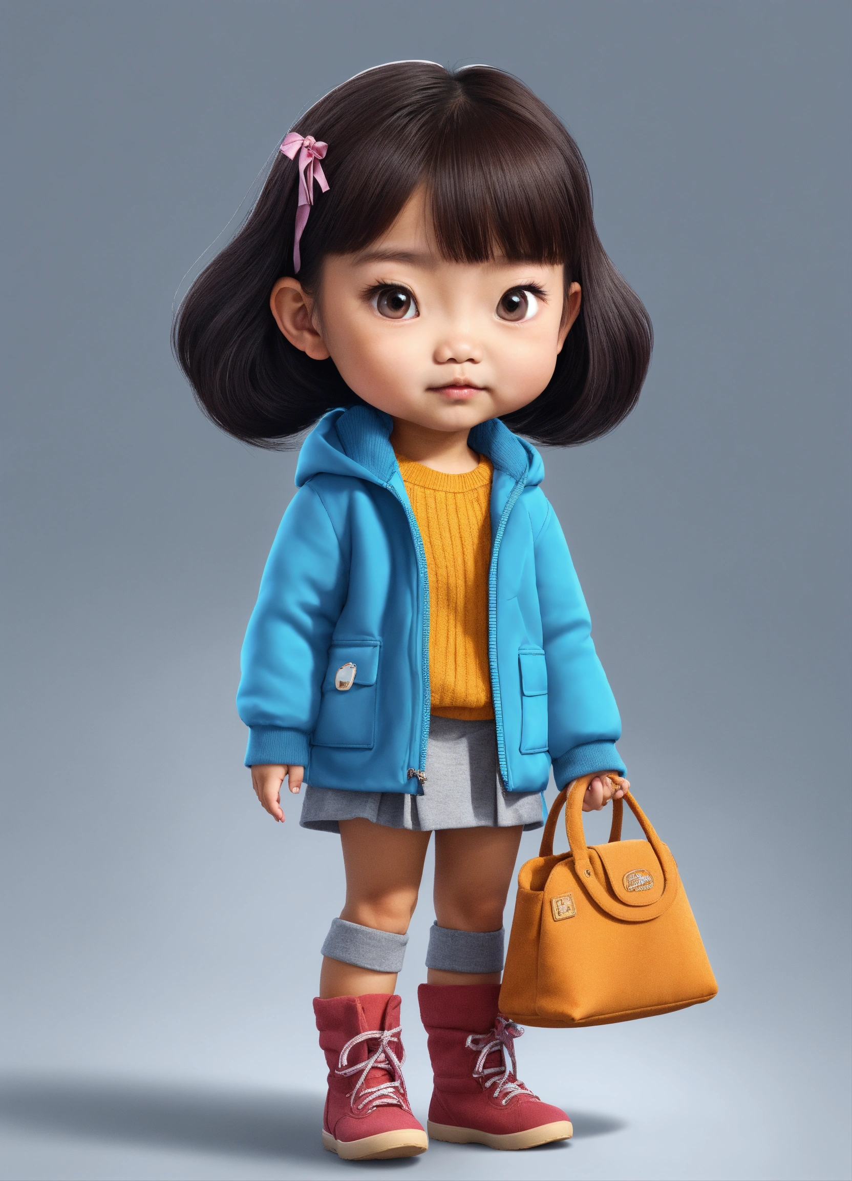 Lexica - Cartoon cute little Asian girl wearing fall clothes, no bag ...