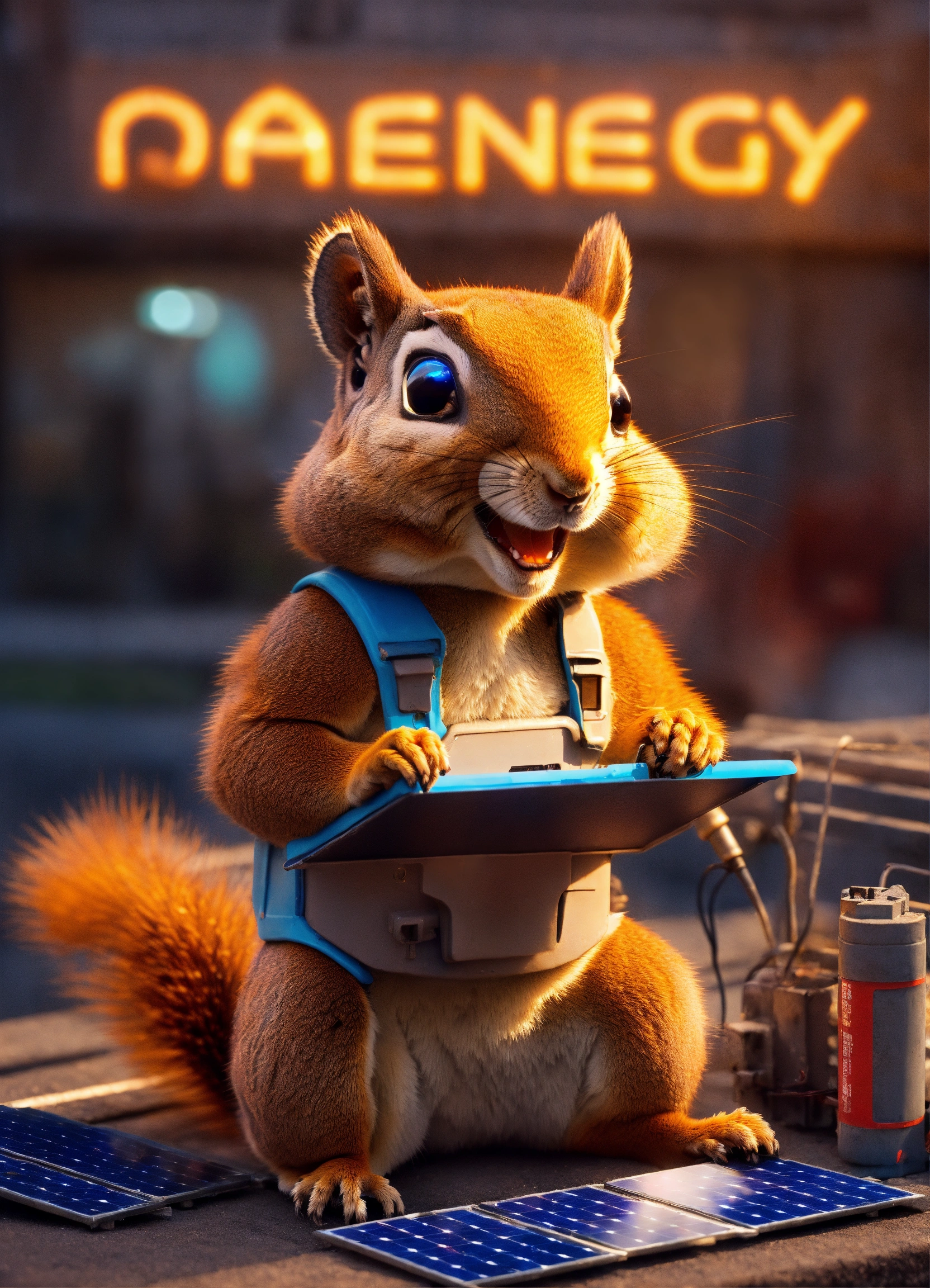 Lexica - Humanoid happy squirrel, working as an electrician assembling ...