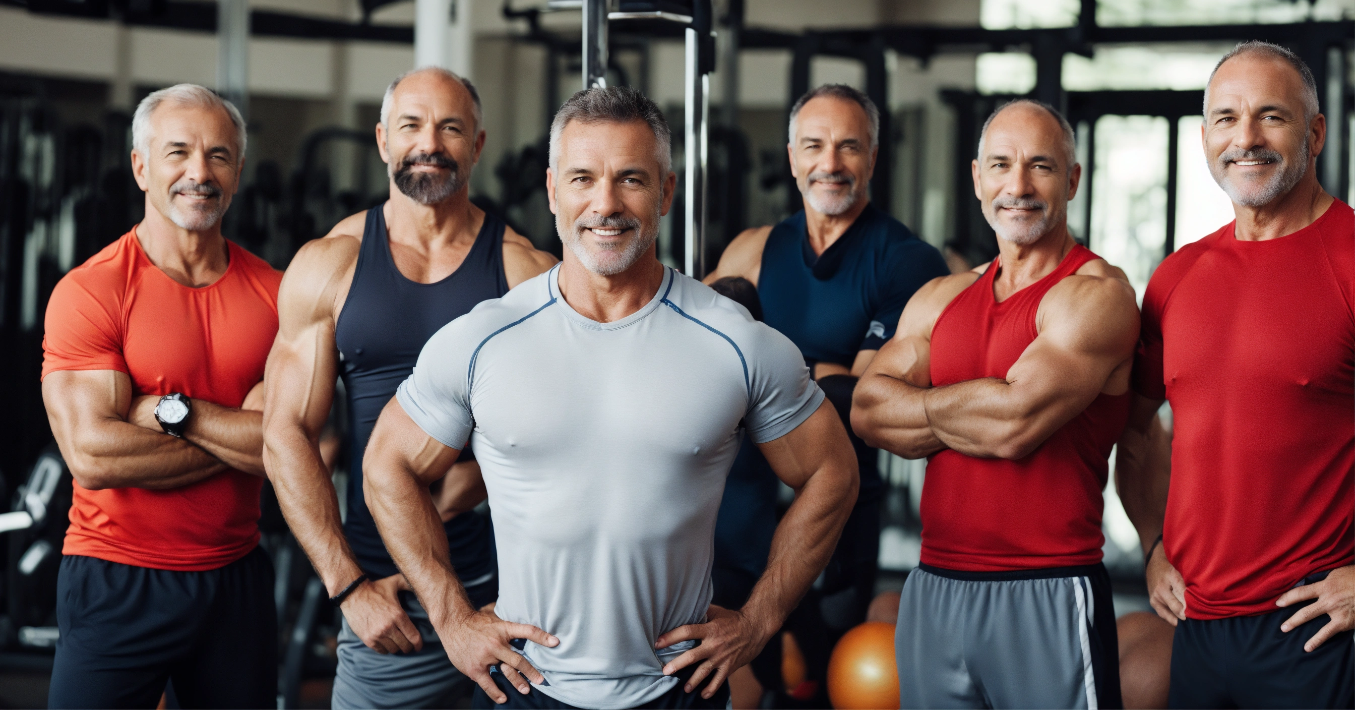 Lexica - Group of diverse middle age men, fitness context, health focus ...