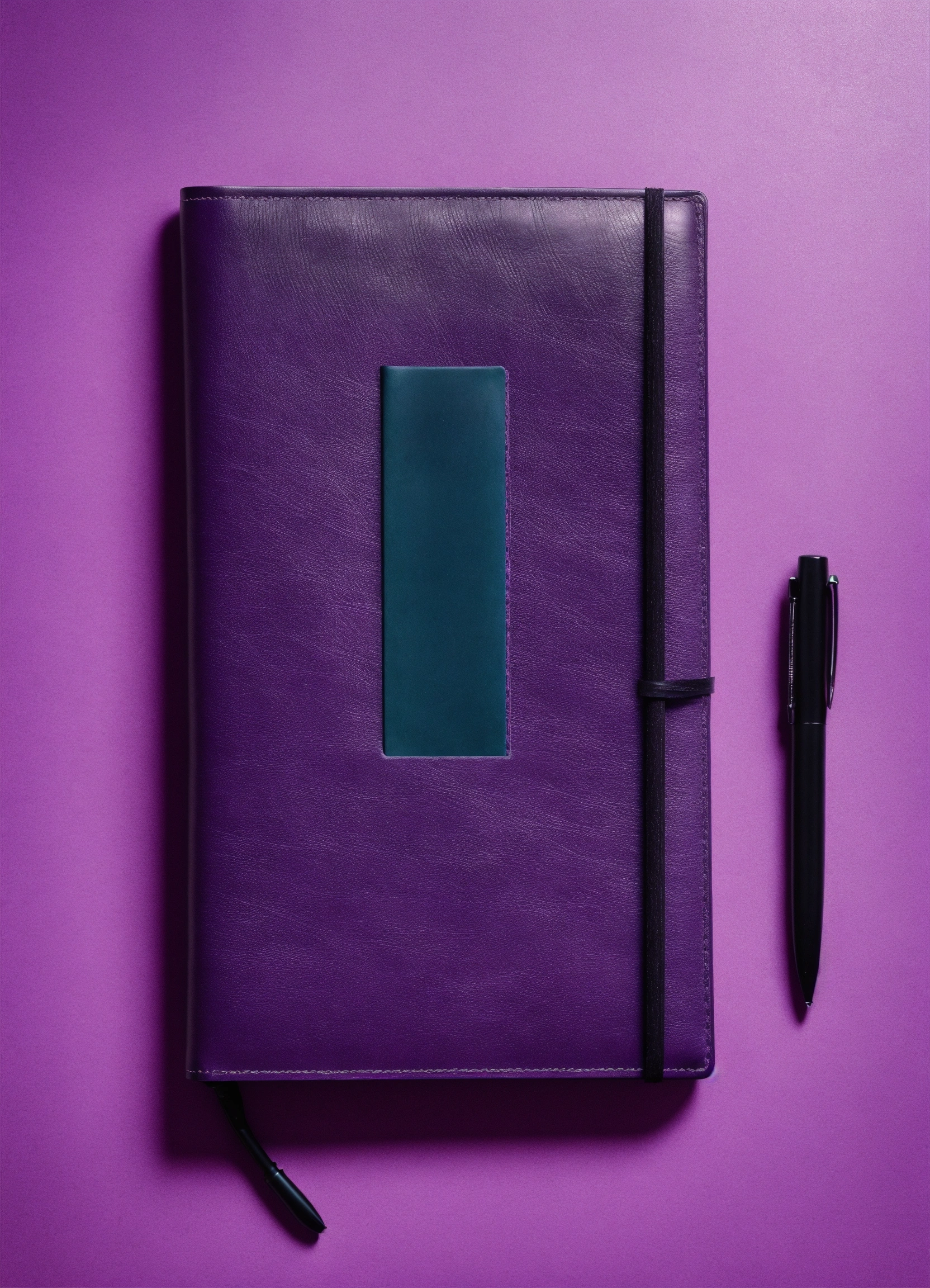 Lexica - Leather notebook with pen lying on a white table, top view ...