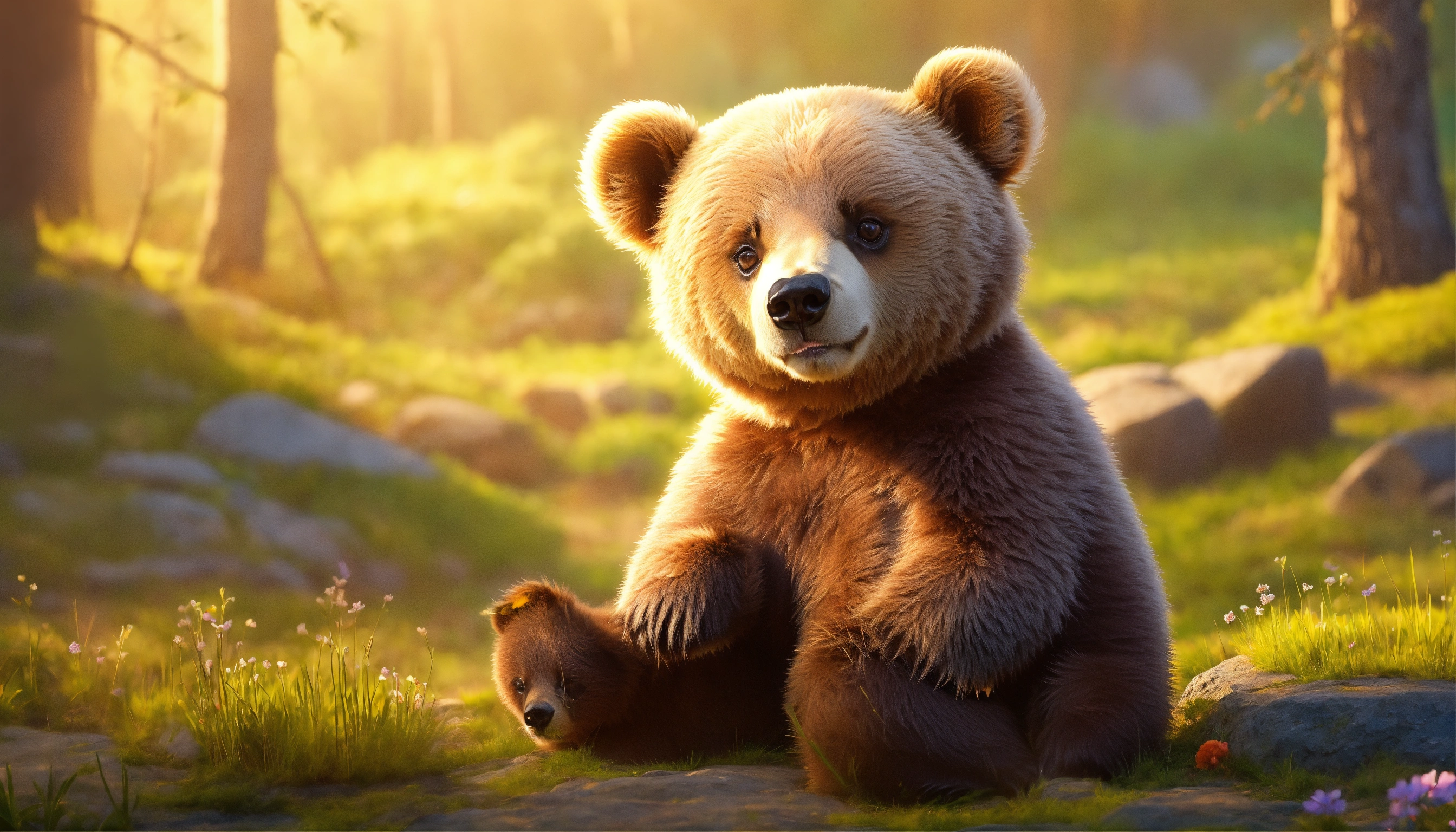 Lexica - A cartoon-style cute bear cub