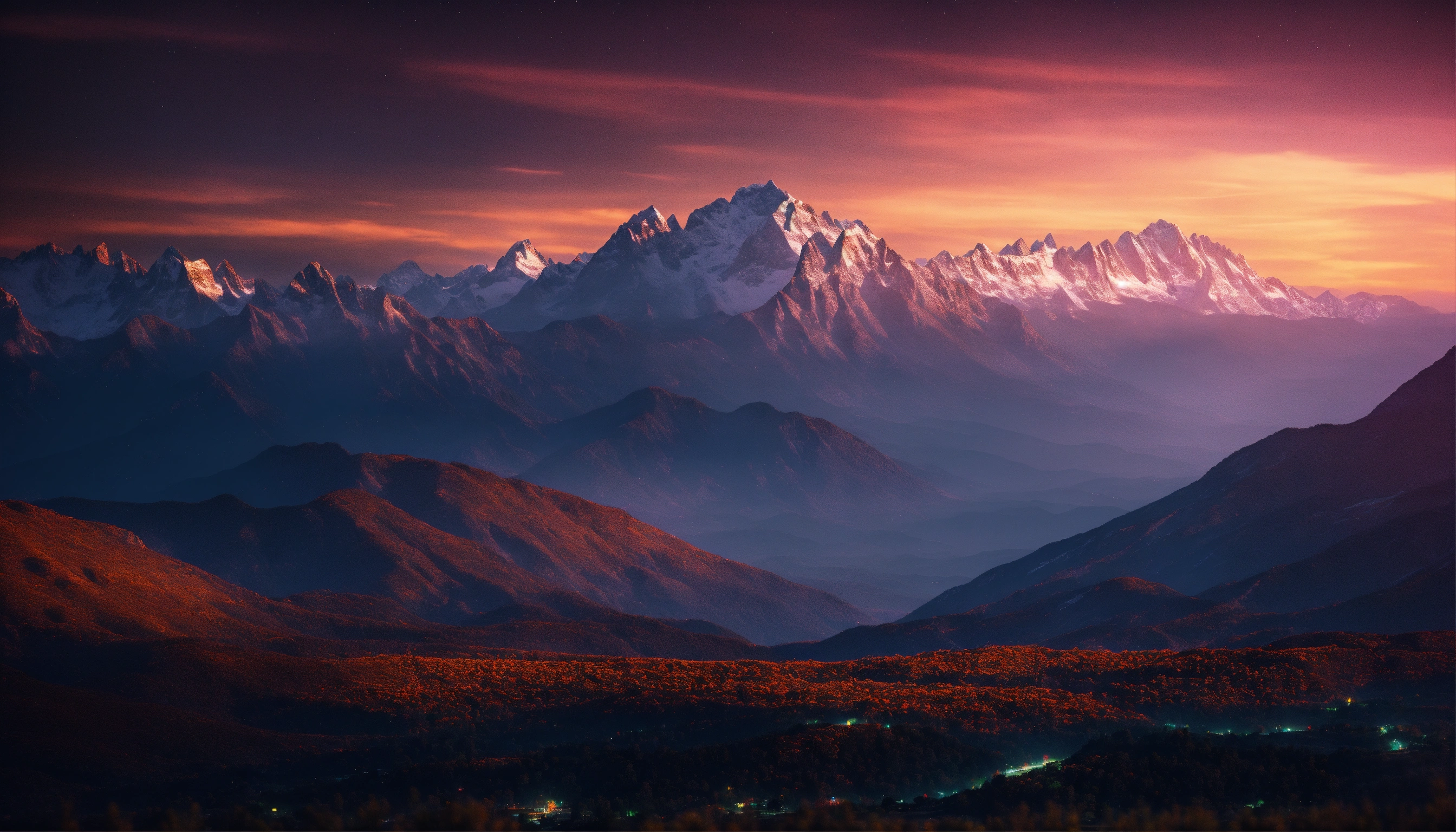 Lexica - Sharp mountain range with mountains ranging in size, night ...