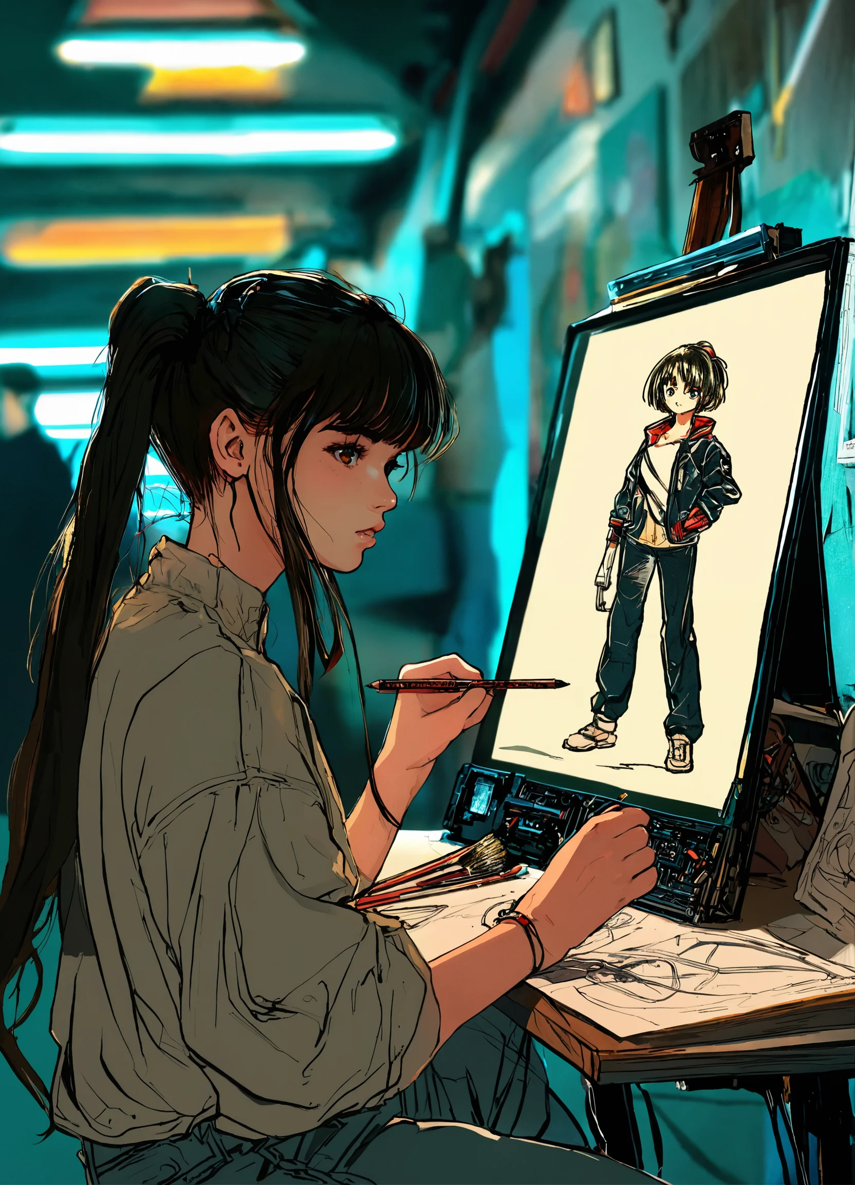Lexica - 18-year-old girl draws a picture. 18-year-old b boy draws a ...