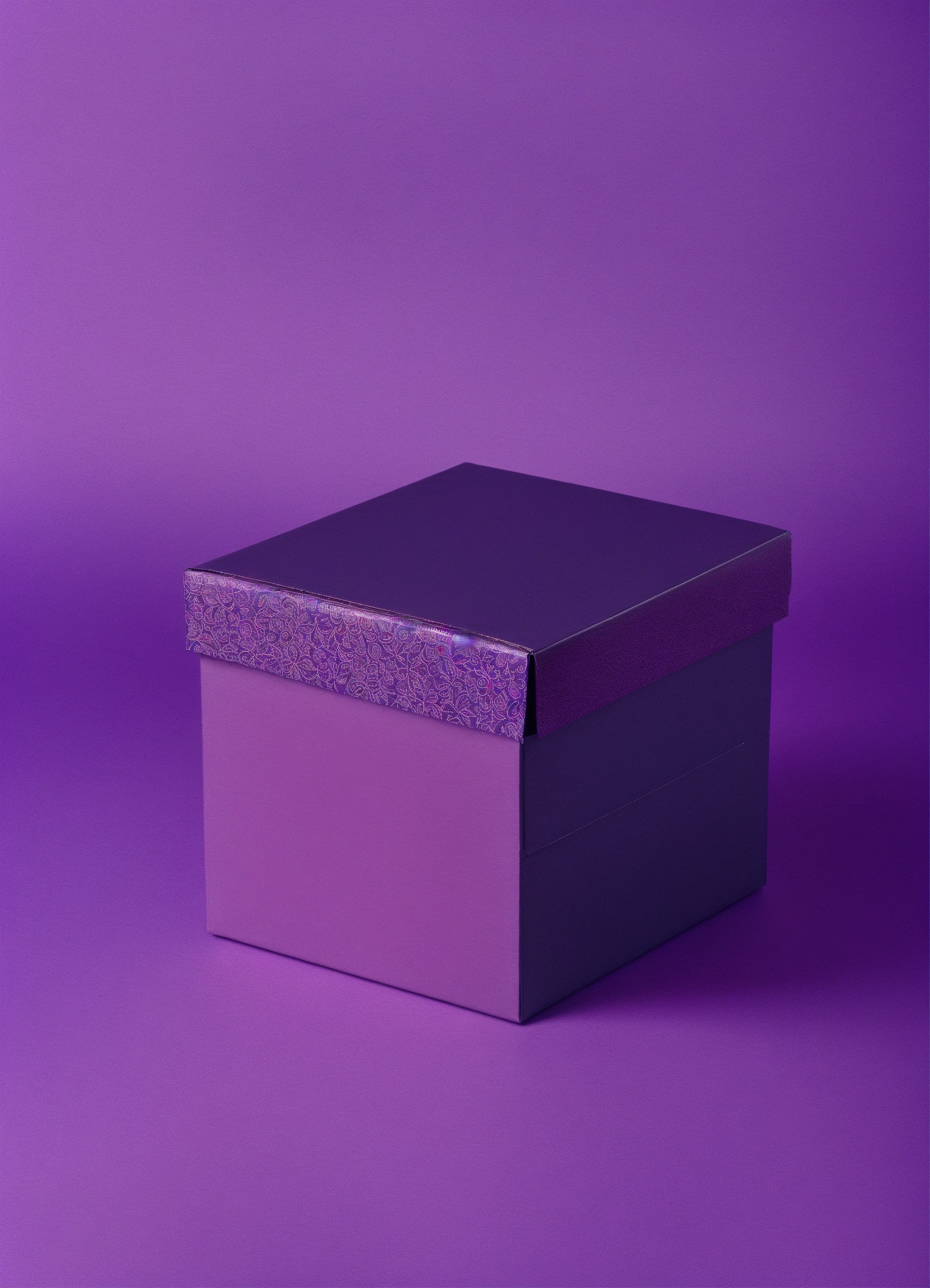 Lexica - Purple packaging box on a purple background.