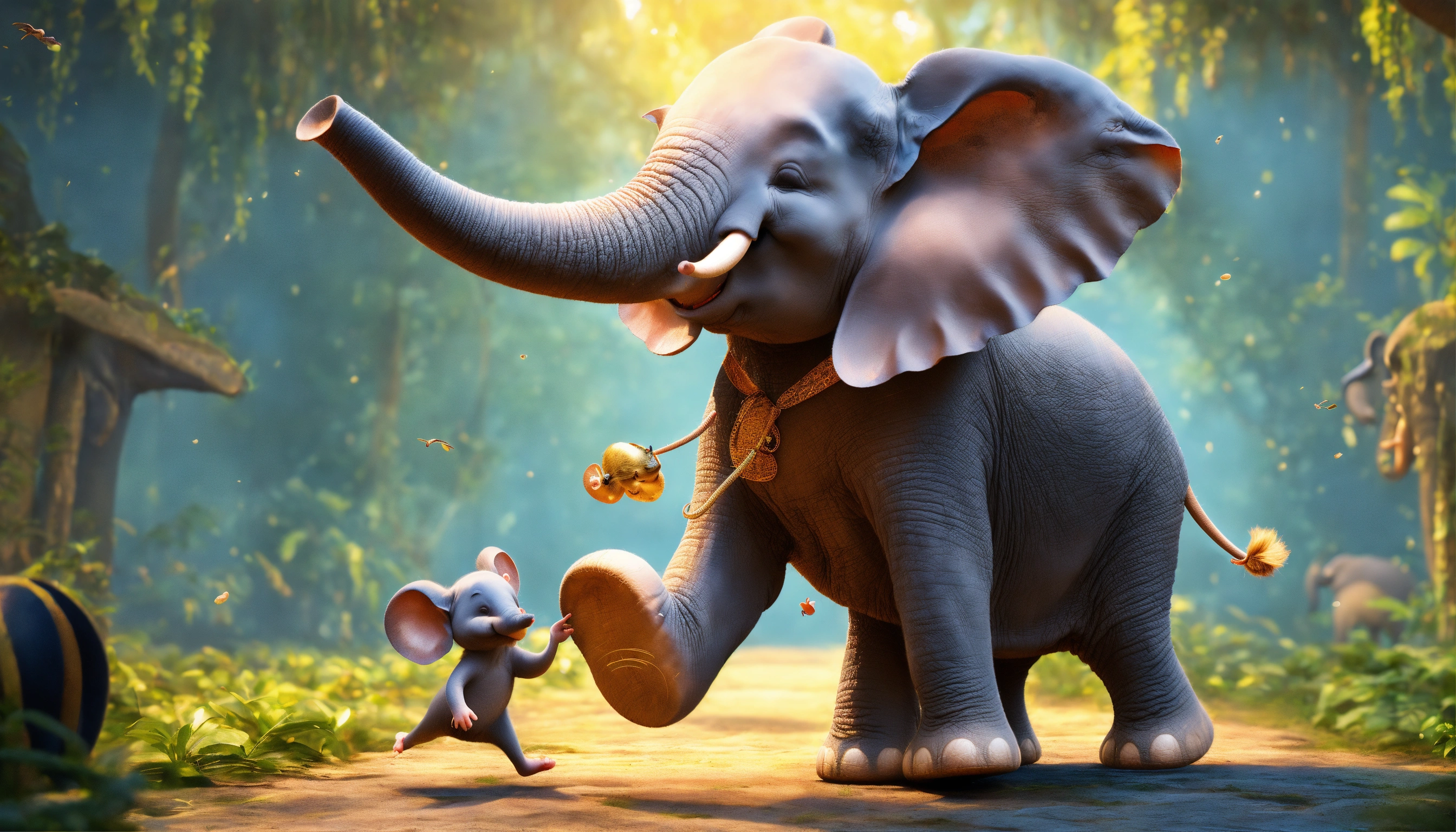 Lexica - "Illustrate the mouse dancing on the back of the sleeping ...