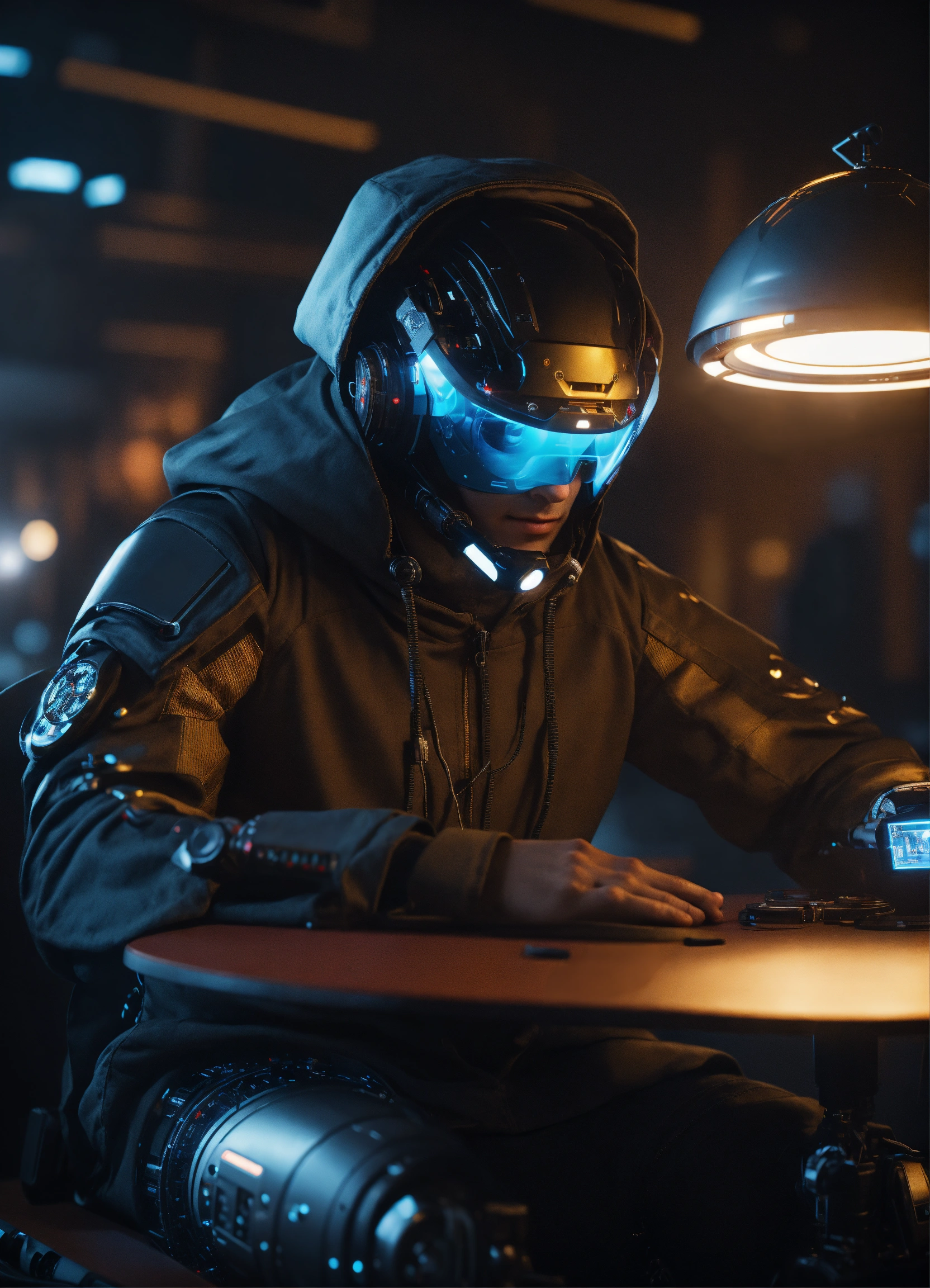 Lexica - Nerdy 25 year old male cyborg hacker wearing futuristic ...