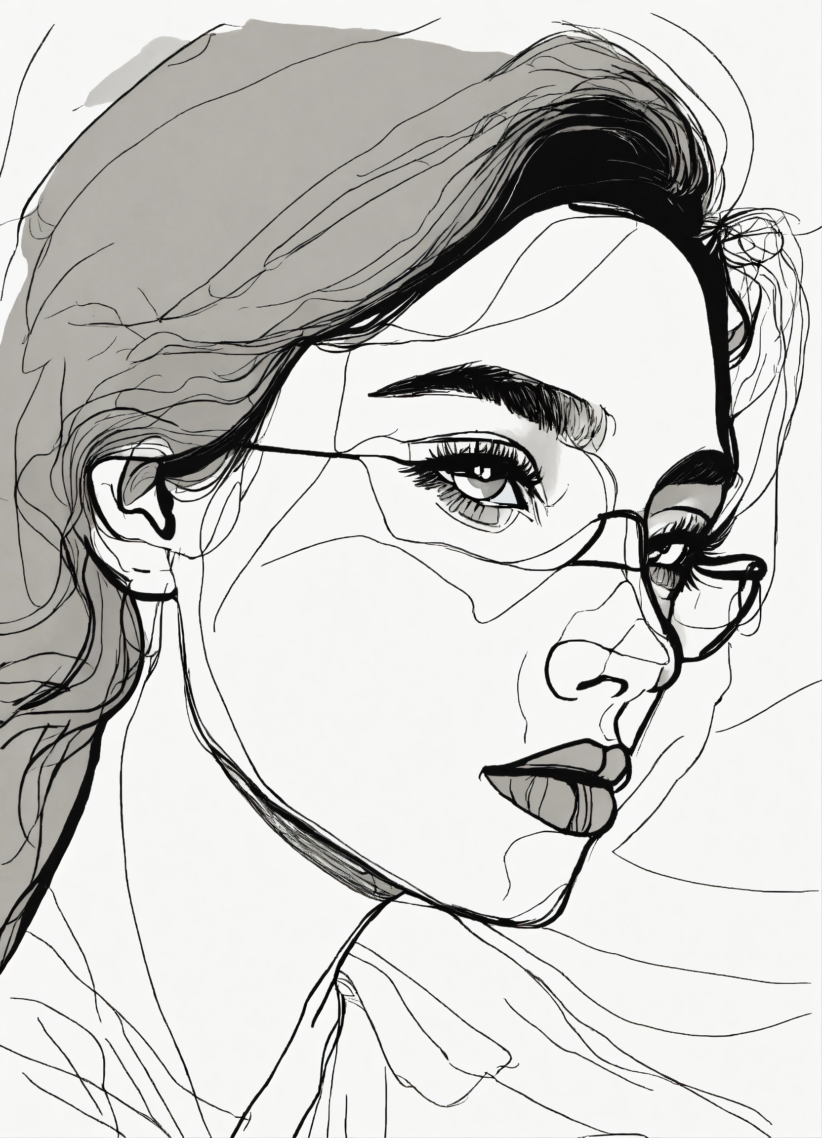 Lexica - Beautiful female portrait, one line drawing, bold sketch ...