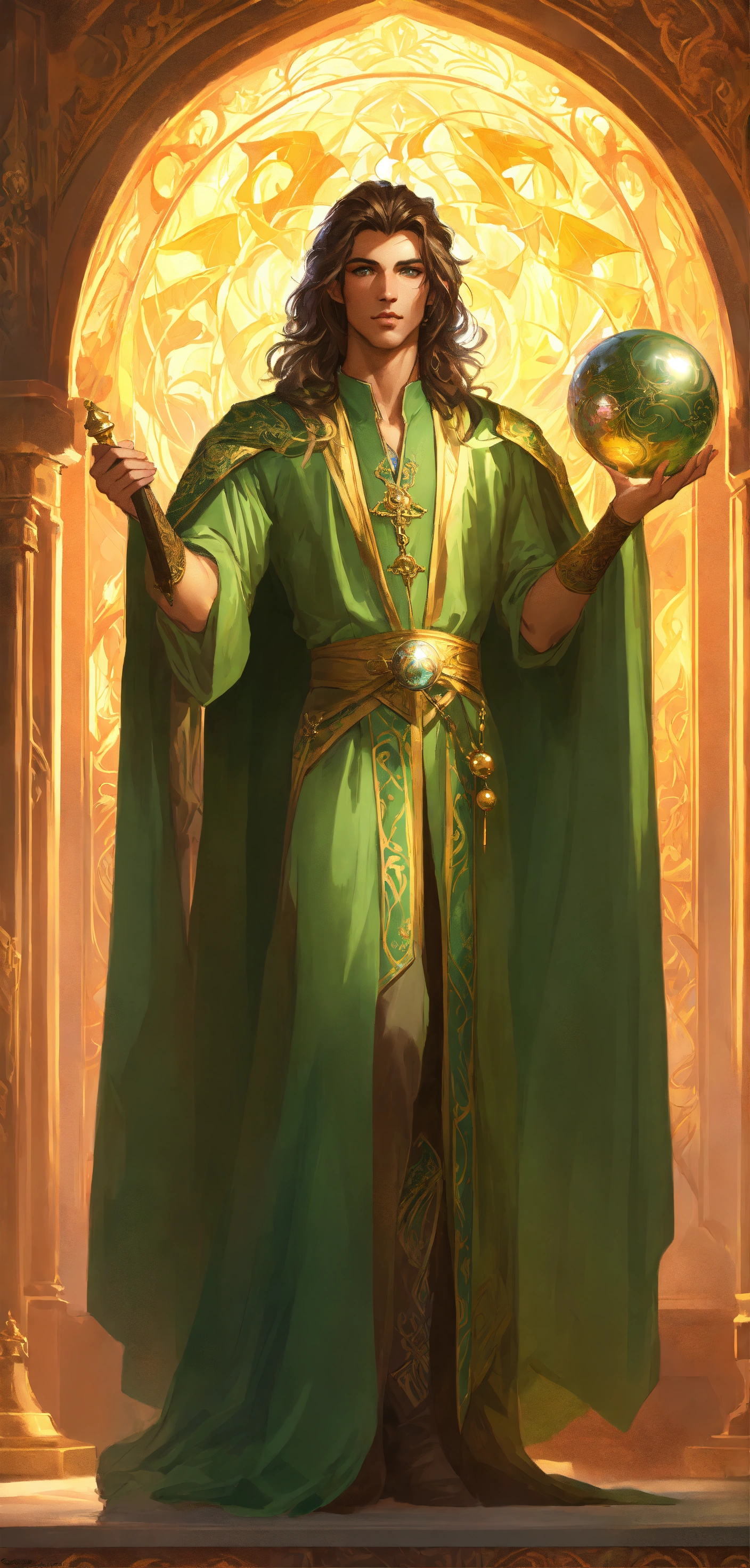 Lexica - Handsome Persian Male Elf Wizard with magical orb, high ...