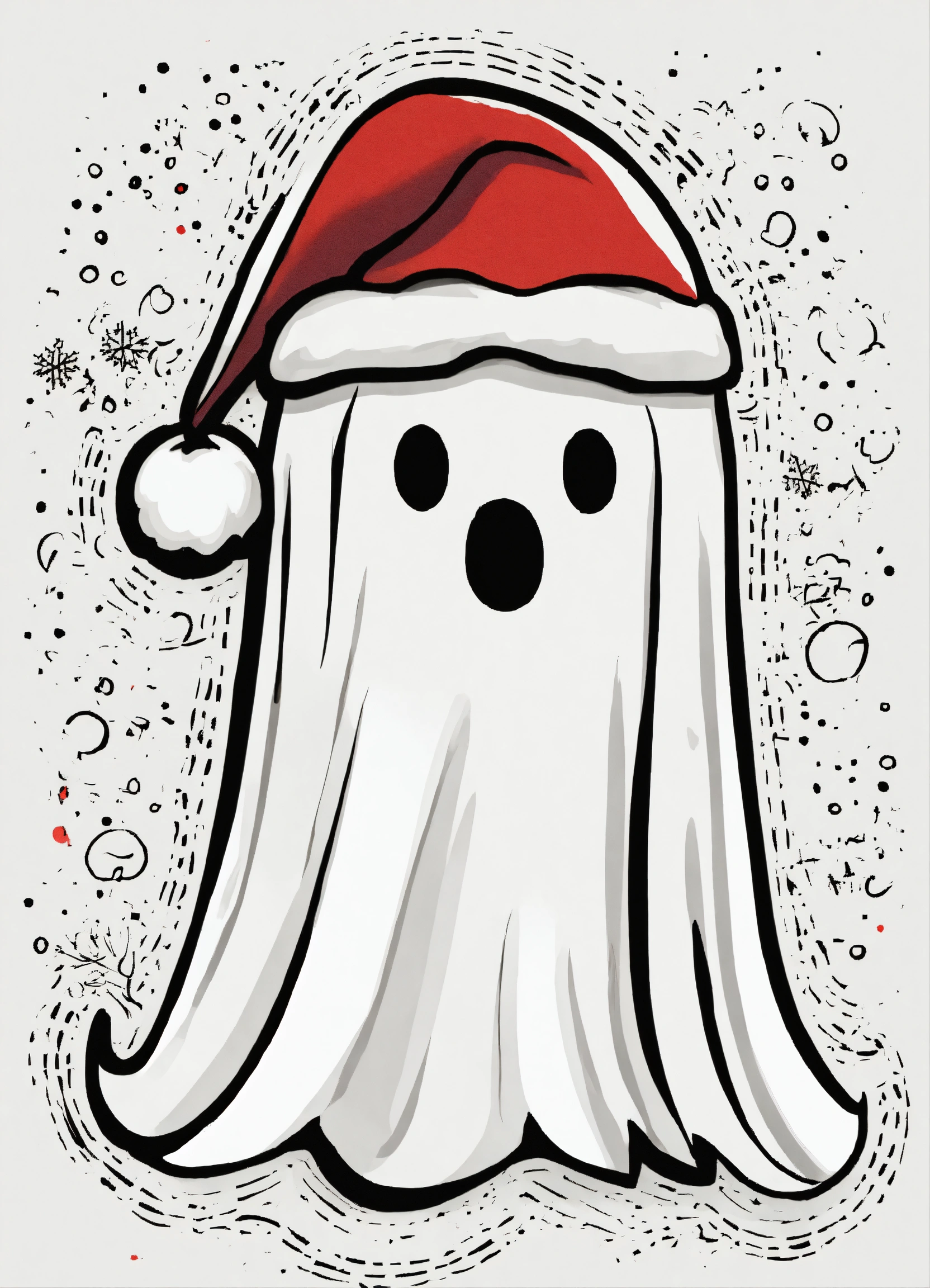 Lexica - Simple ghost with Christmas hat no mouth doodle png white ...