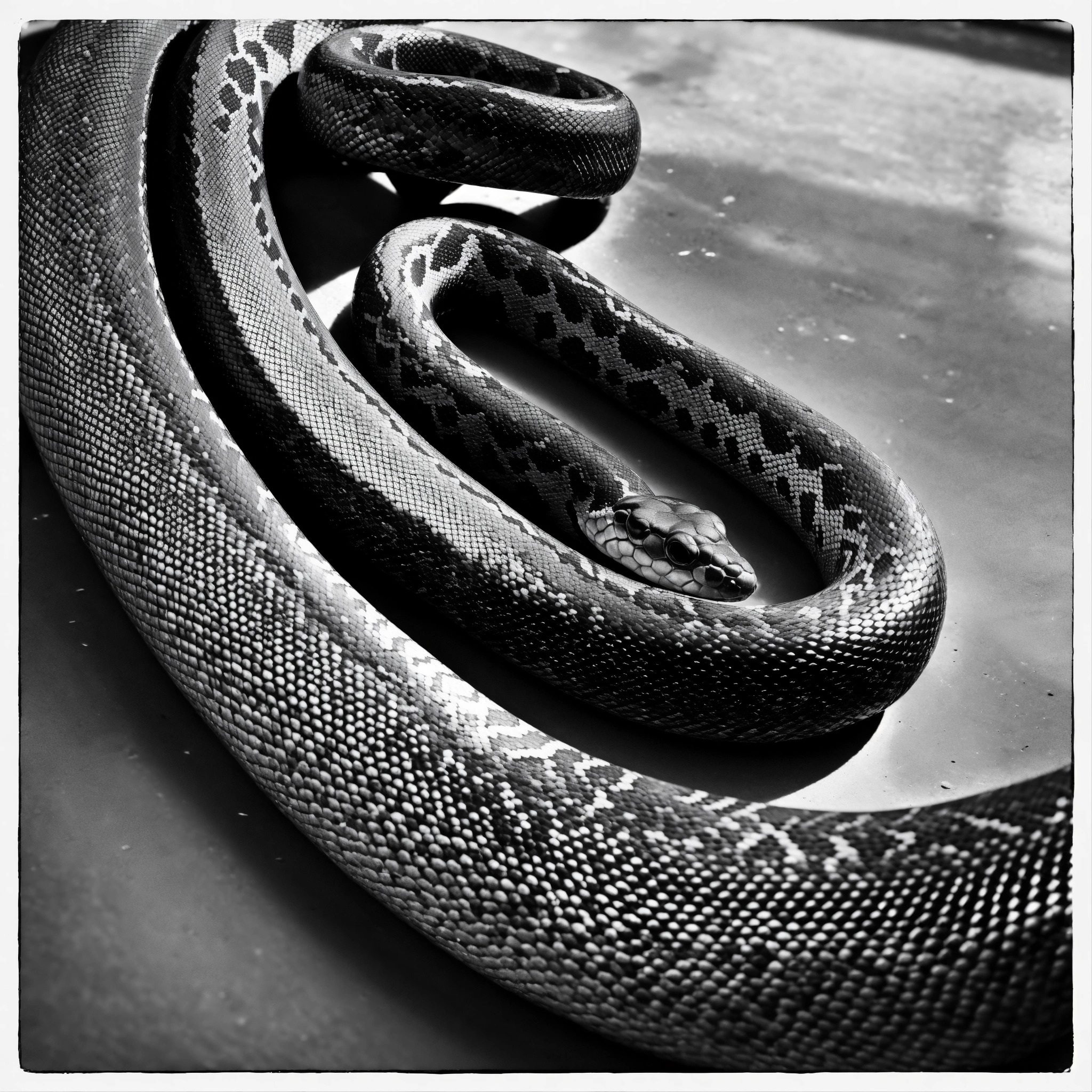 Lexica - Monochrome snake lying in a straight line