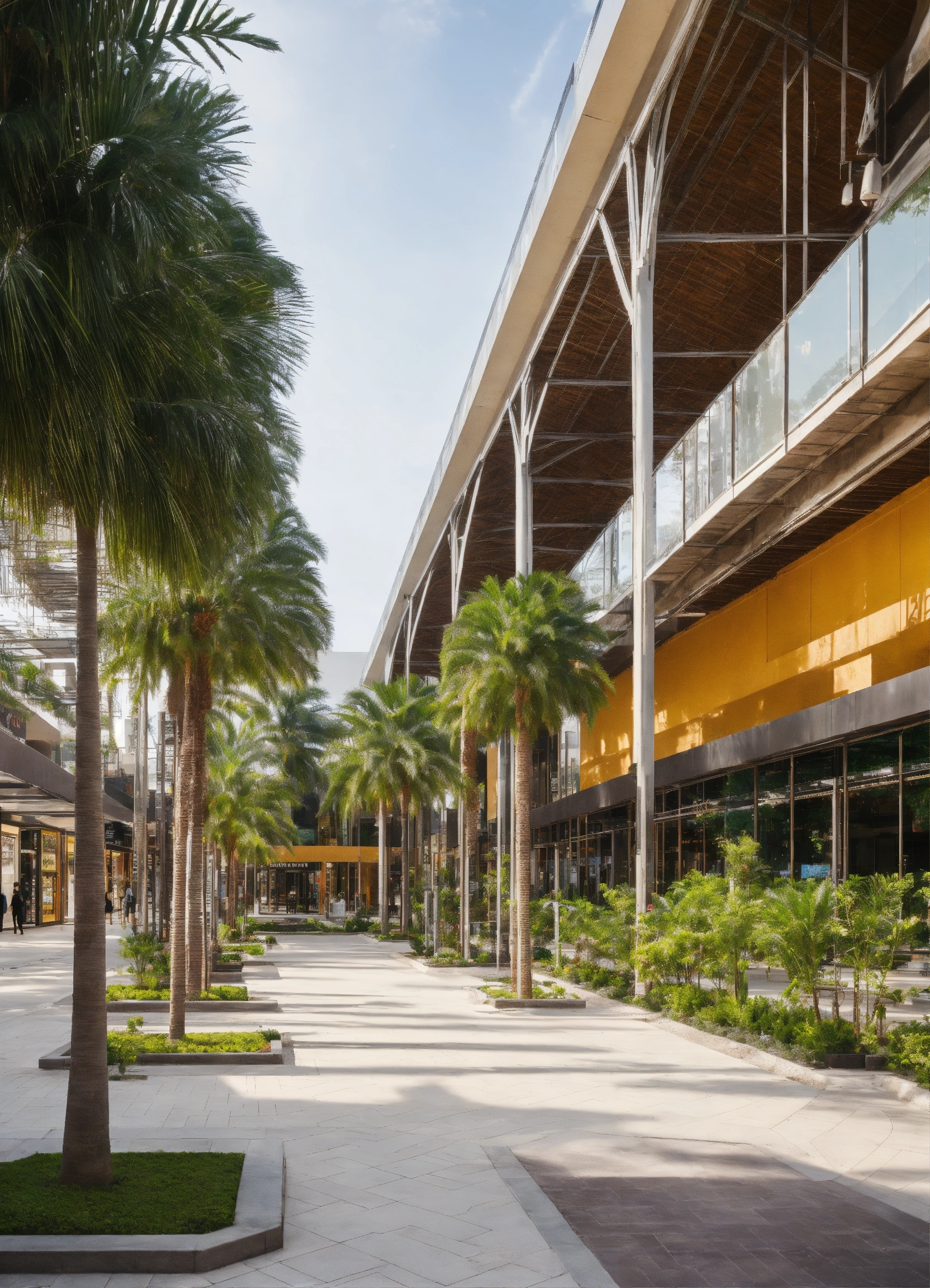 Lexica - A L shaped shopping mall steel structure with palm trees ...