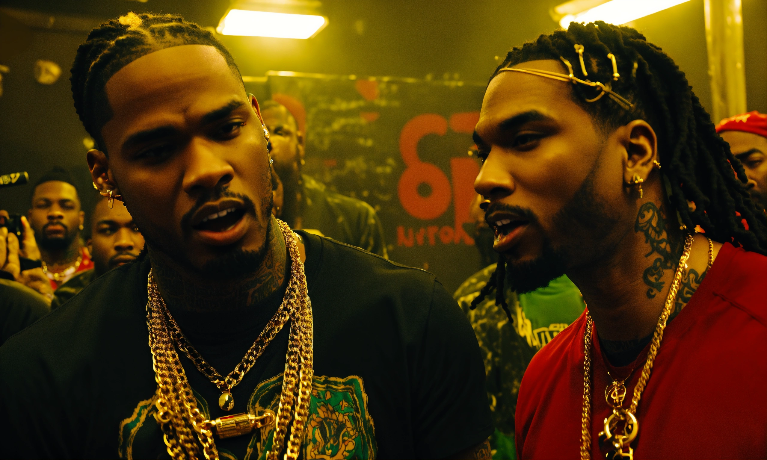 Lexica - Full body shot of rapper "Slim Dunkin" and "Waka Flocka" in ...