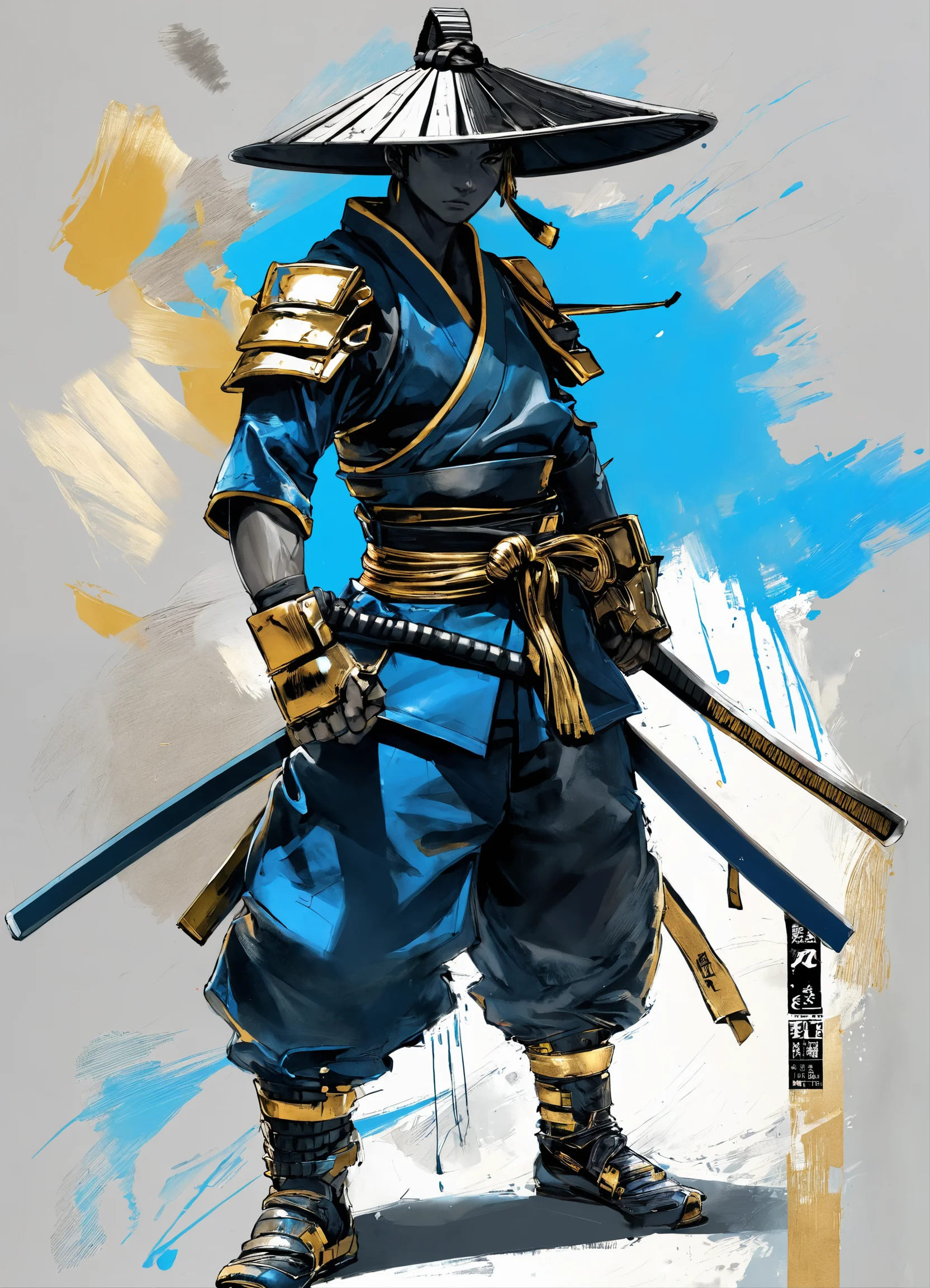 Lexica - Diesel-punk hip-hop punk ashigaru wearing samurai hat and ...