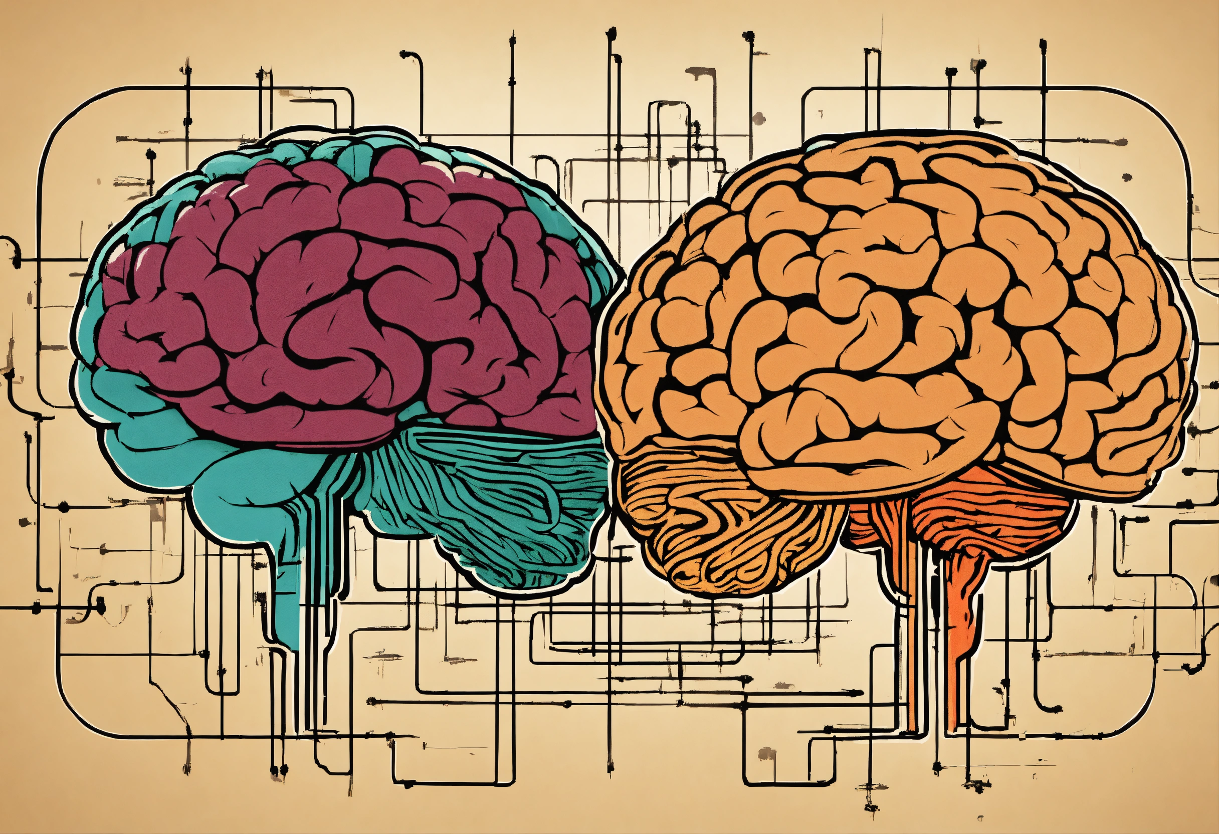 Lexica - 2 brains outline communicating linked together.