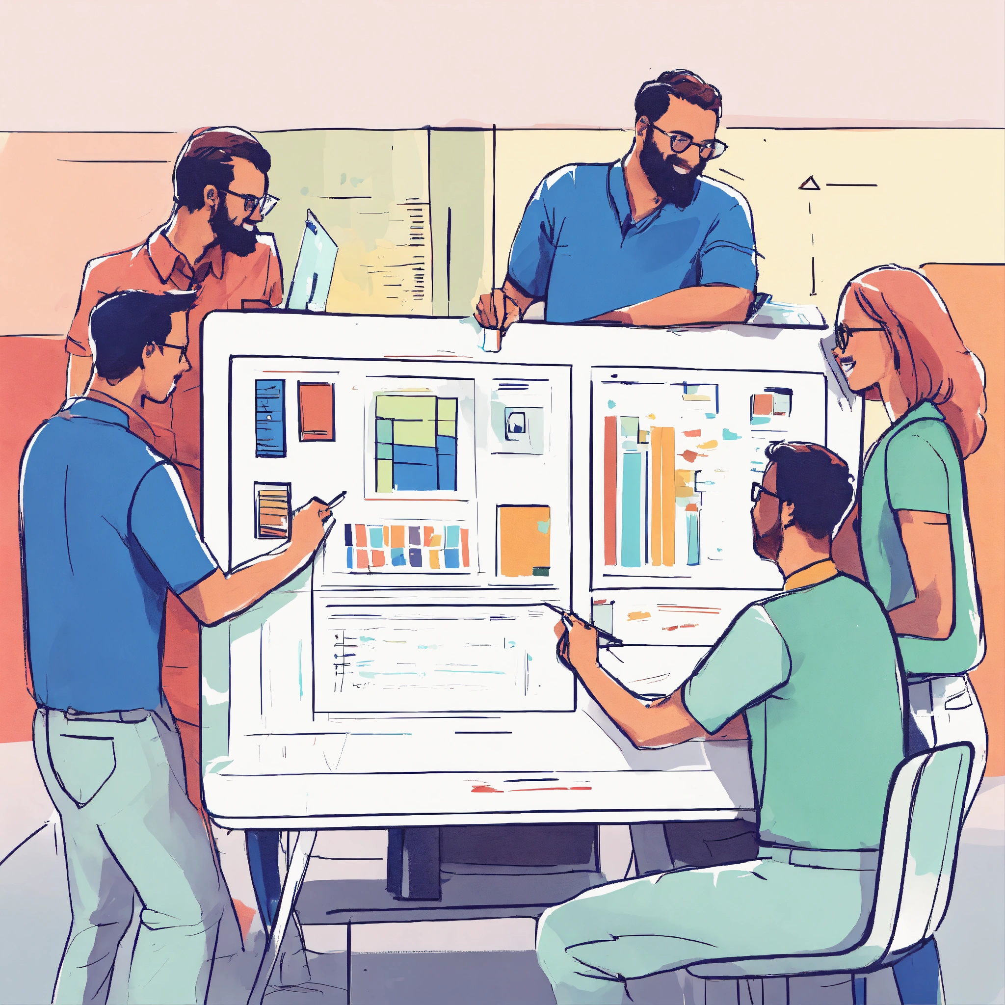 Lexica - Very simple drawing of happy colleagues working together ...