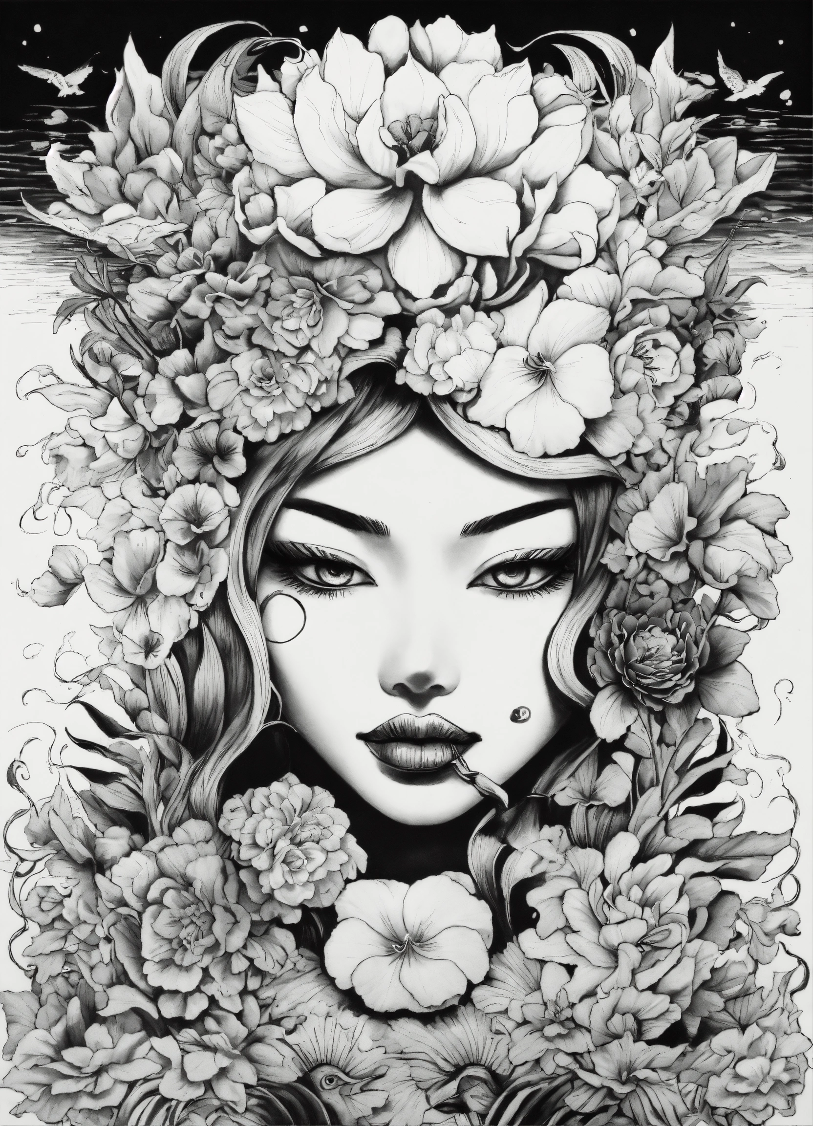 Lexica - Faces and flowers, by Ed Roth, behance contest winner, lowbrow ...