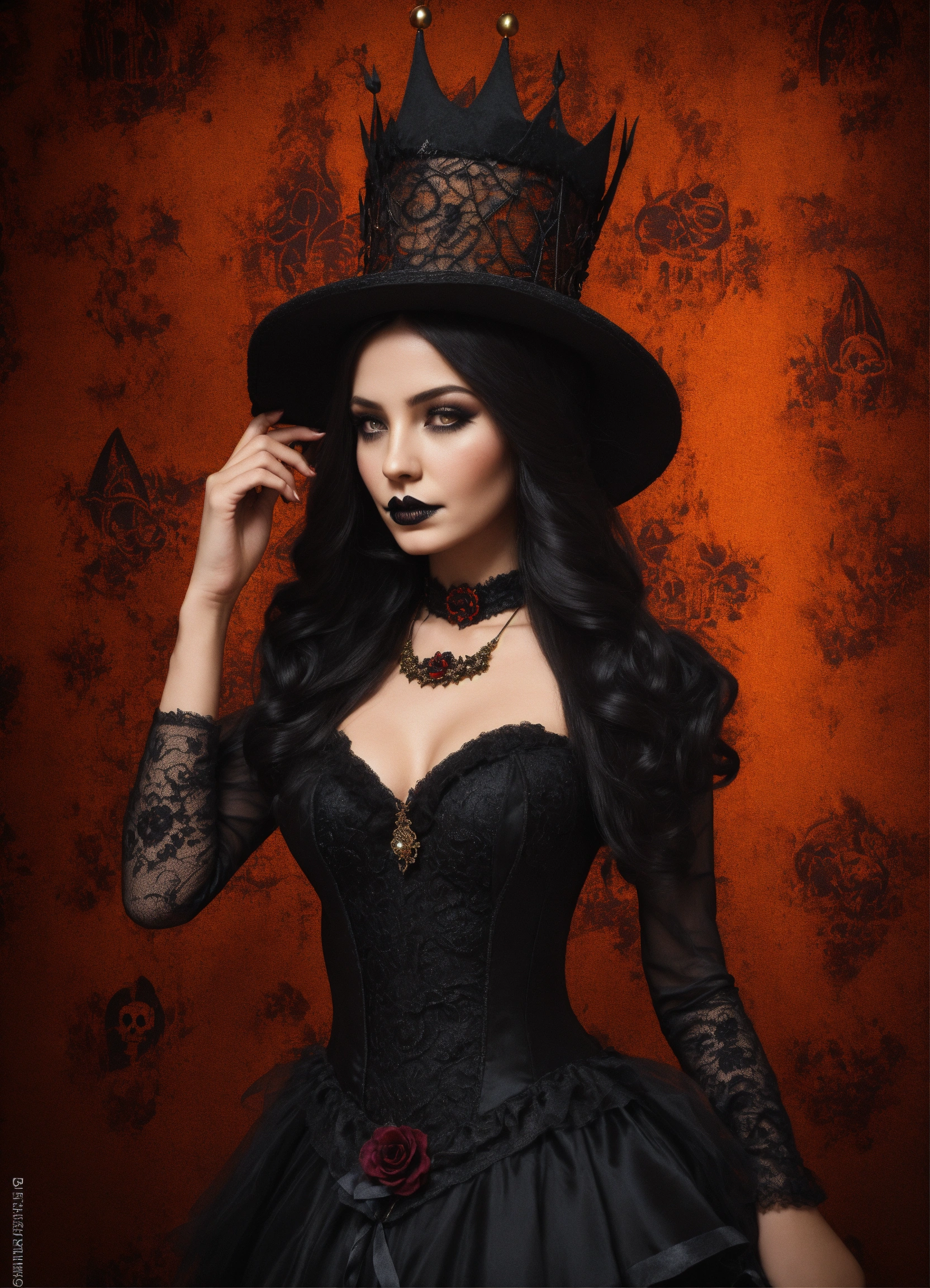 Lexica - Beautiful gothic 25 year old crowned princess of Halloween in ...