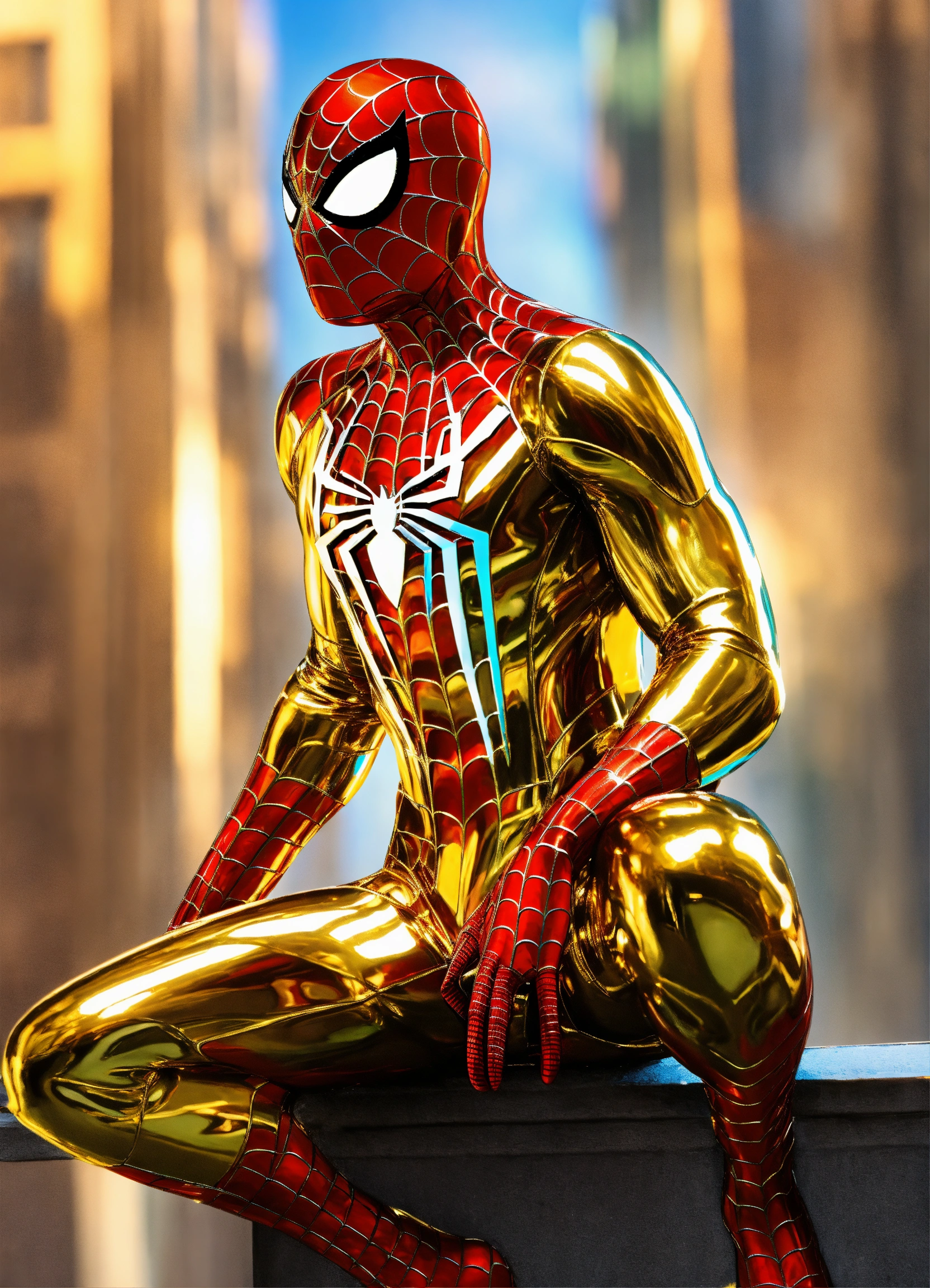 Lexica - Chrome and gold spiderman god rainbow