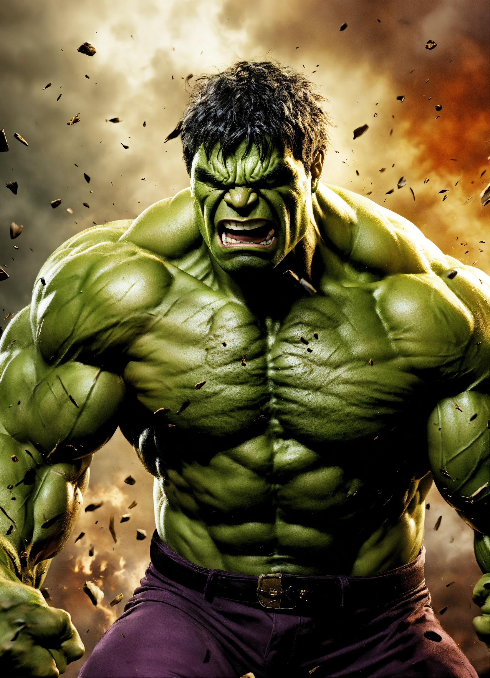 Lexica - The incredible hulk punching in the air, looking angry, no ...