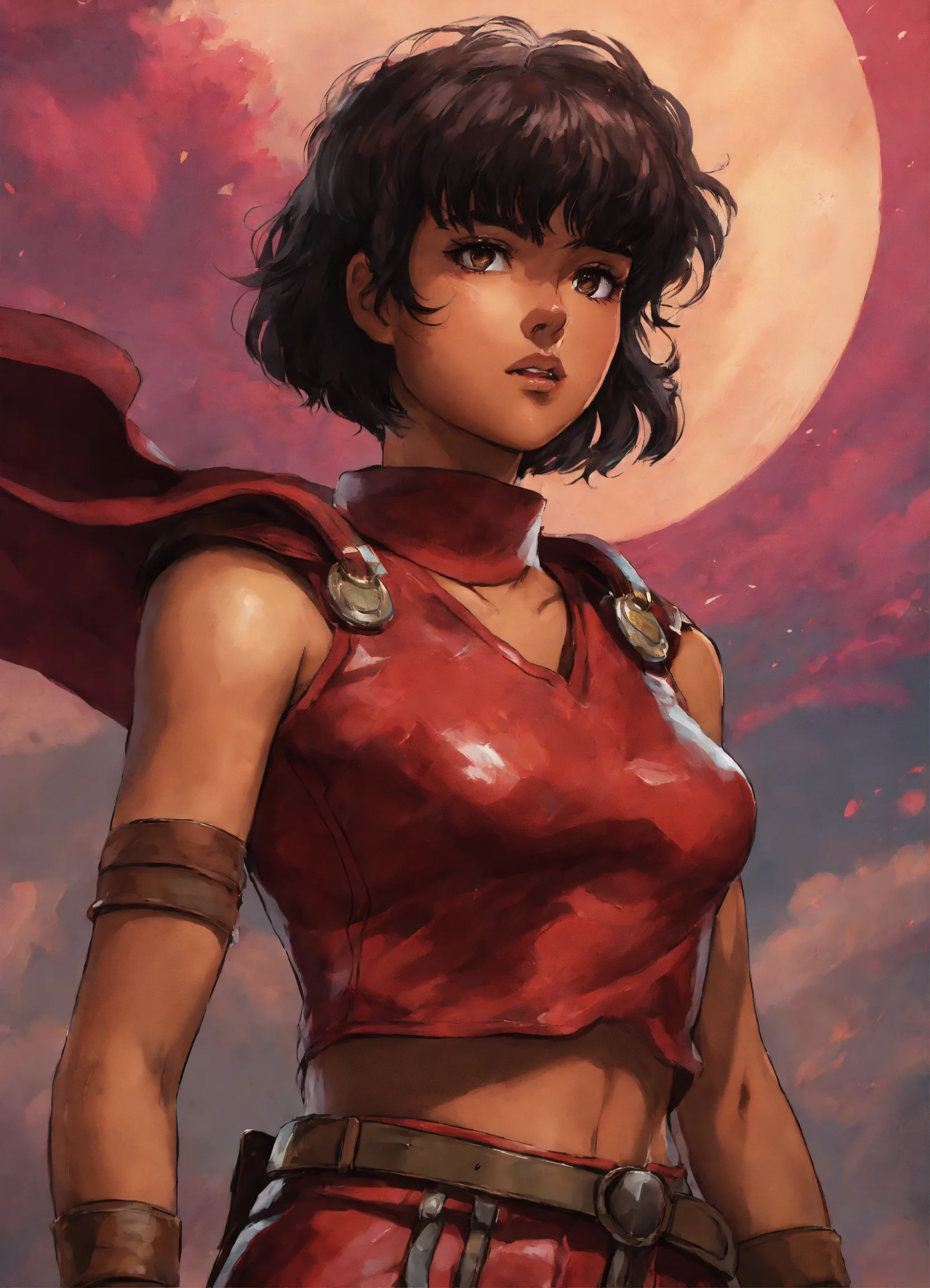 Lexica - Full body Cartoon art of Casca from Berserk, brown skin, short ...