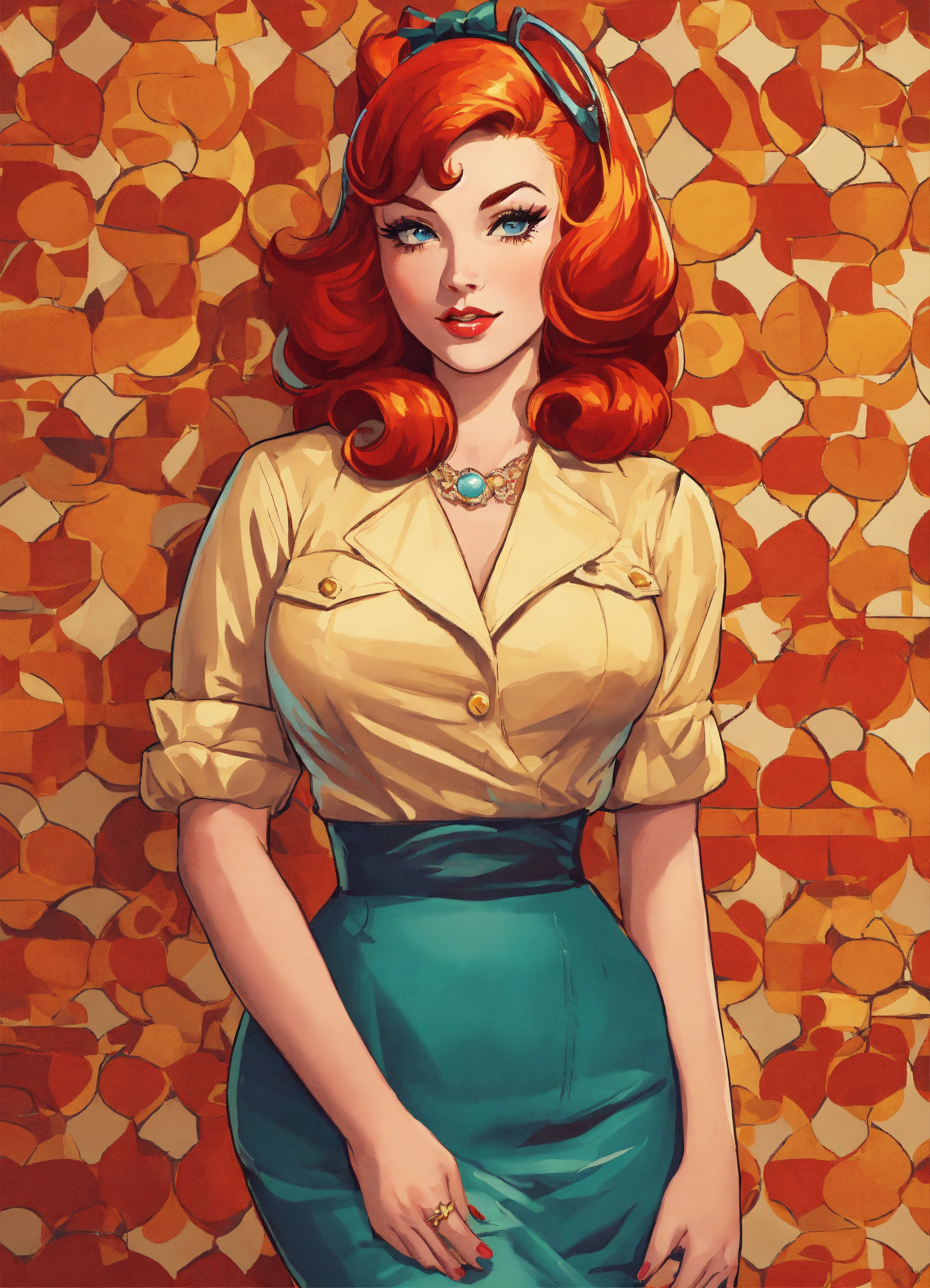 Lexica - Pinup portrait of a iconic girl from the 60's with red hair ...