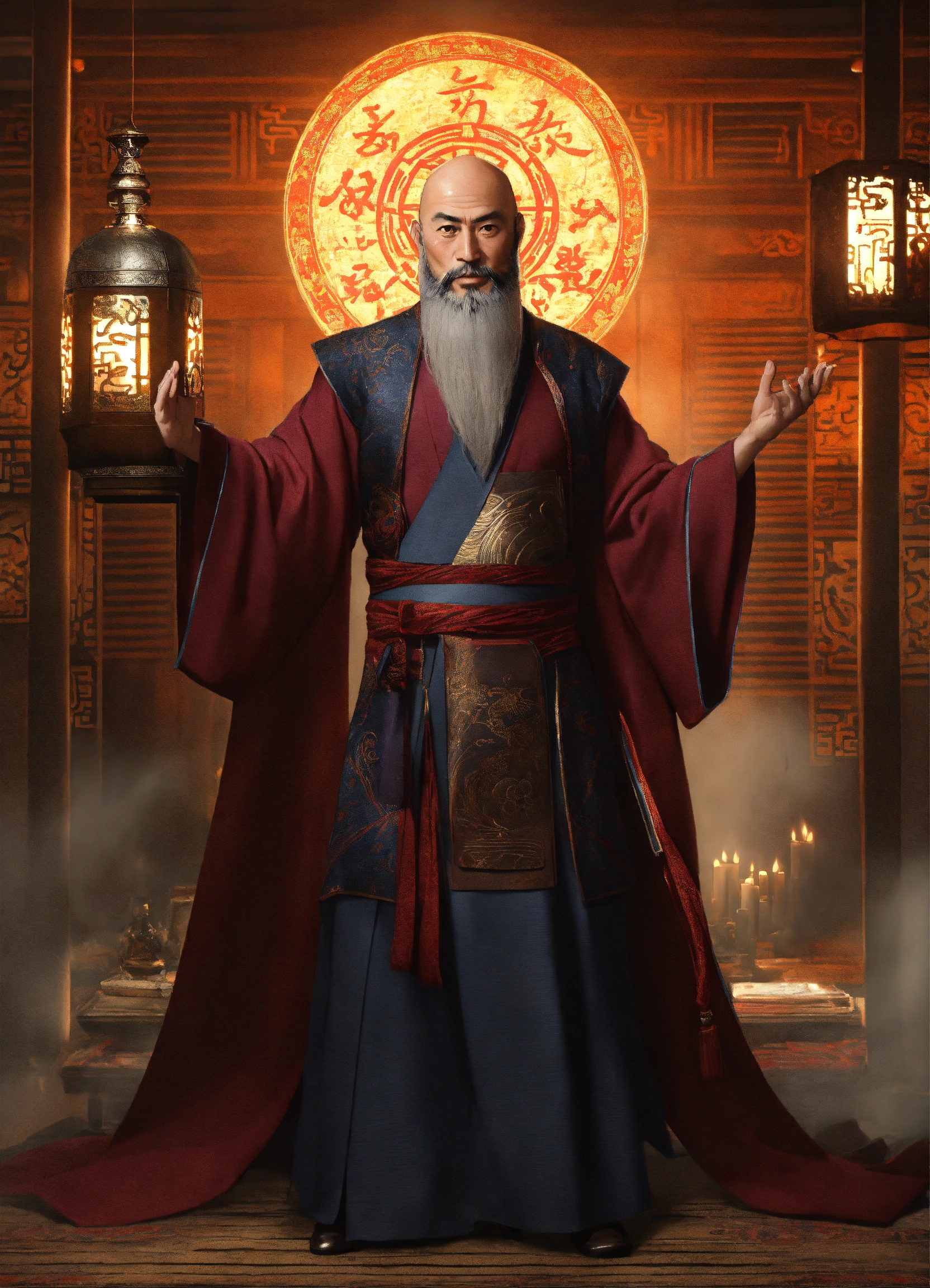 Lexica - An bald and long bearded Ken watanabe as a very powerful ...