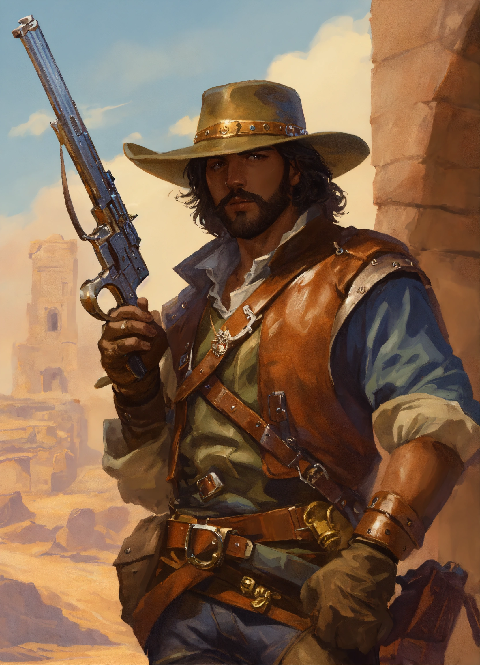 Lexica - Male human bounty hunter treasure seeker, with a dueling ...