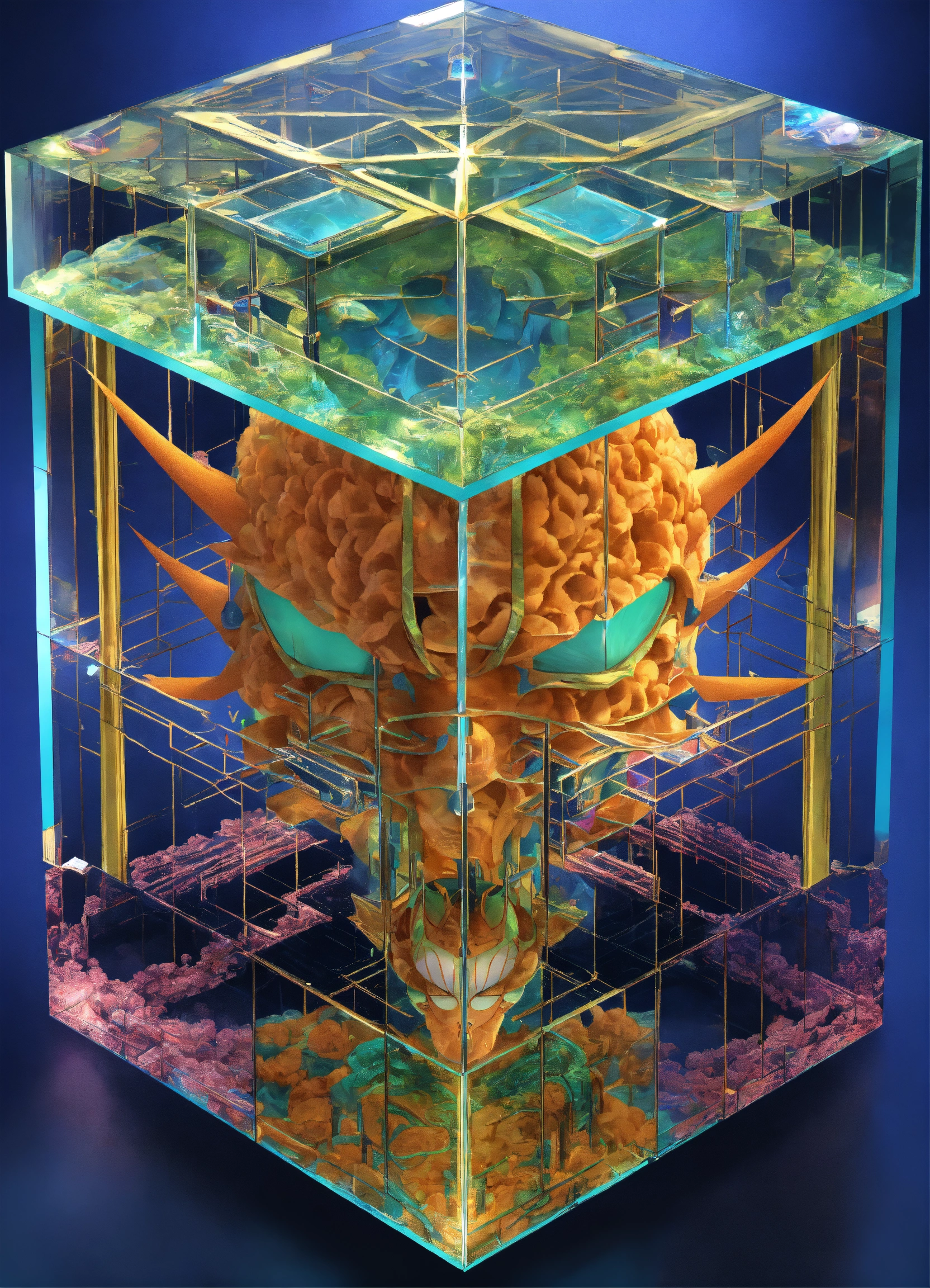 Lexica - Goku tesseract body fractal three point perspective hypercube ...