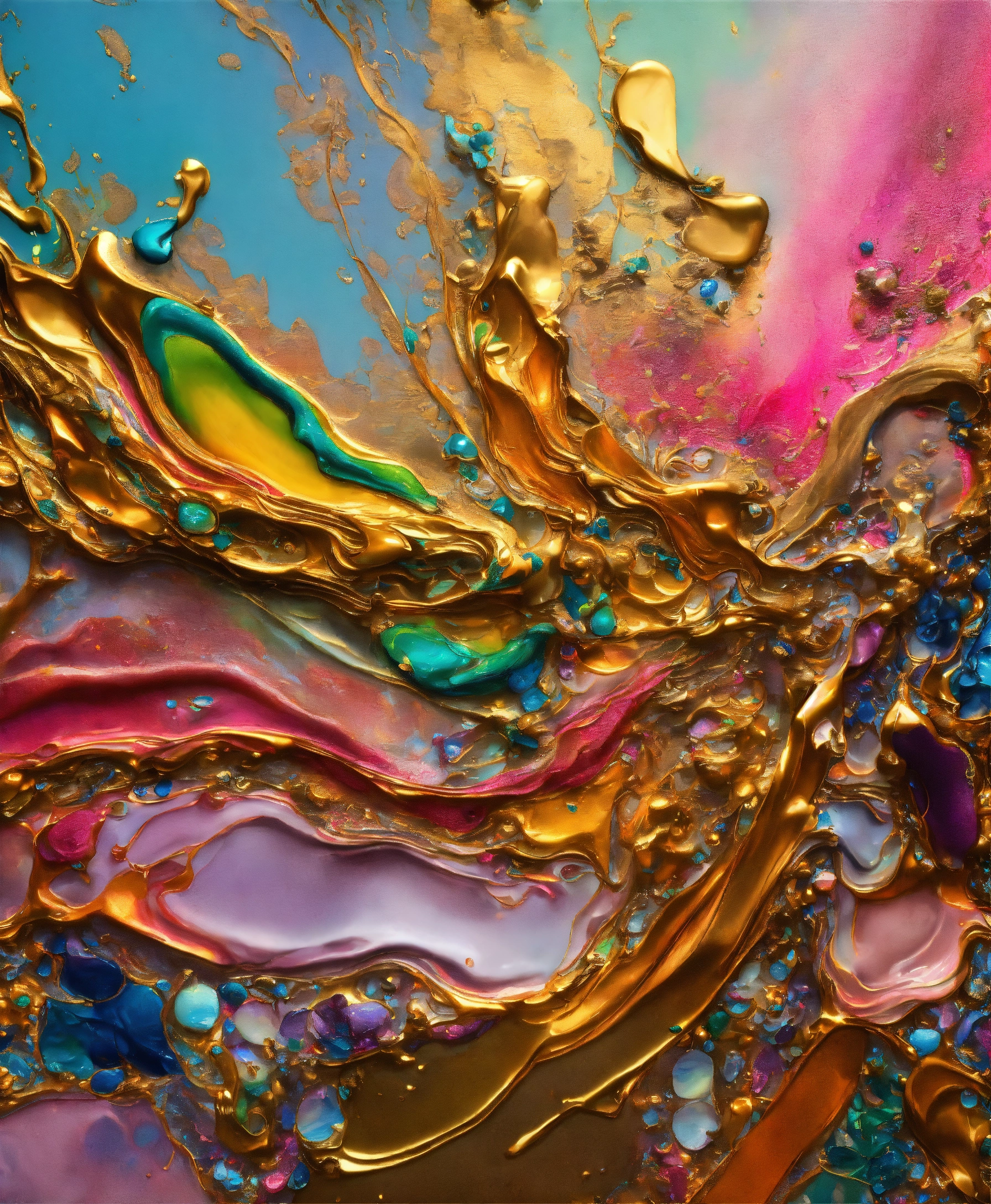 Lexica - Colorful abstract painting oil and water complex complicated ...