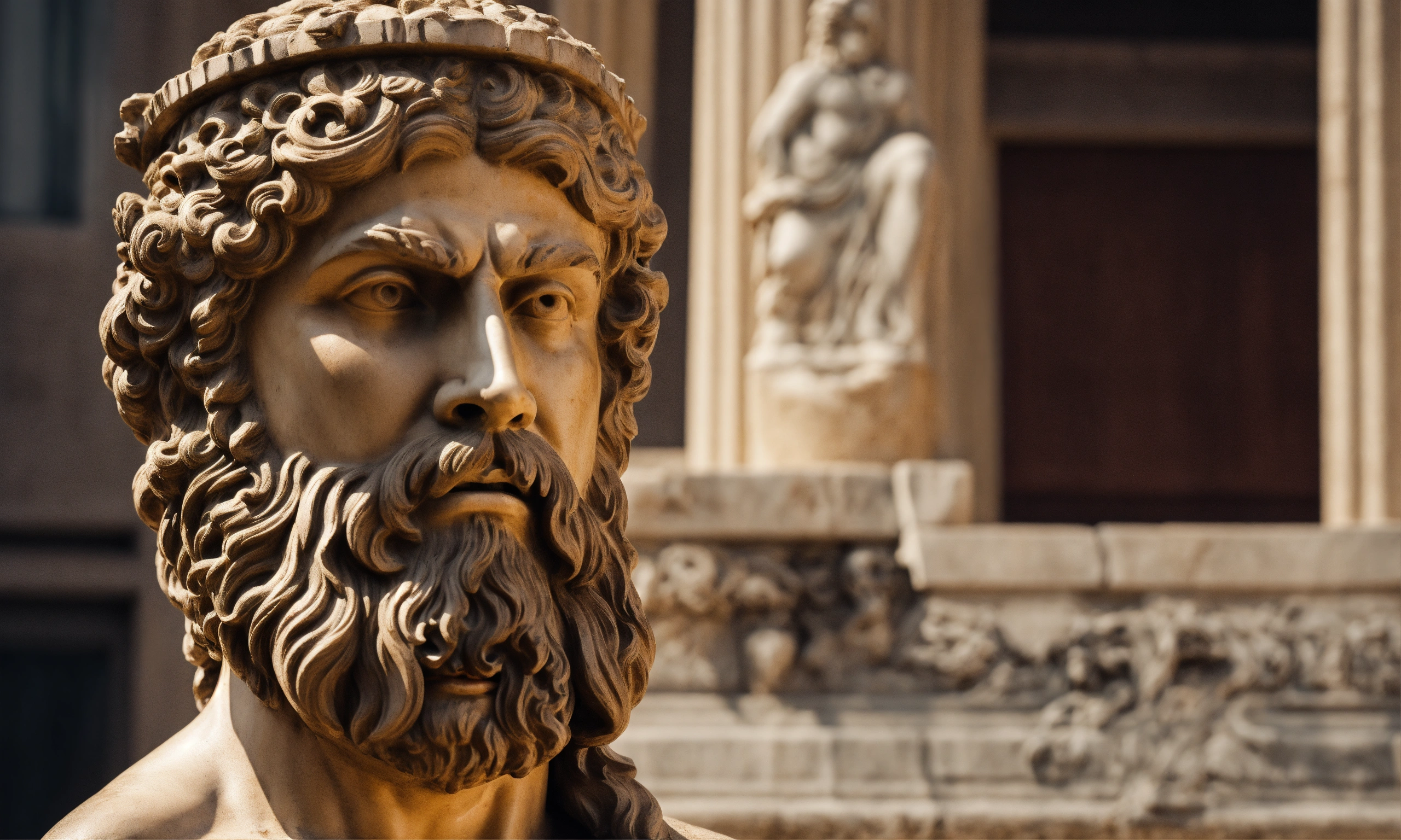 Lexica - Greek statue strong man standing with aggressive beard ...