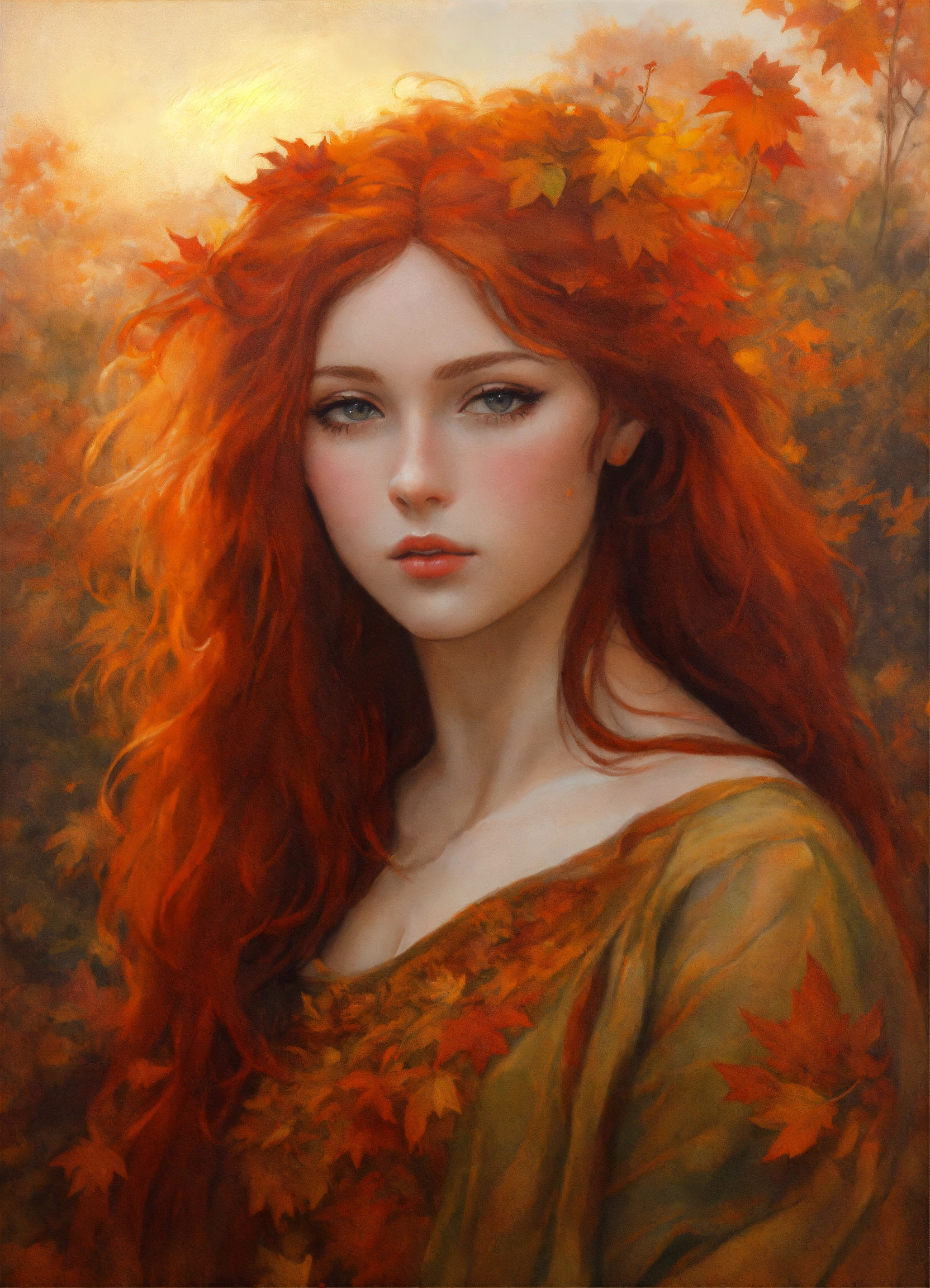 Lexica - Portrait of a pretty girl representing October, full body ...