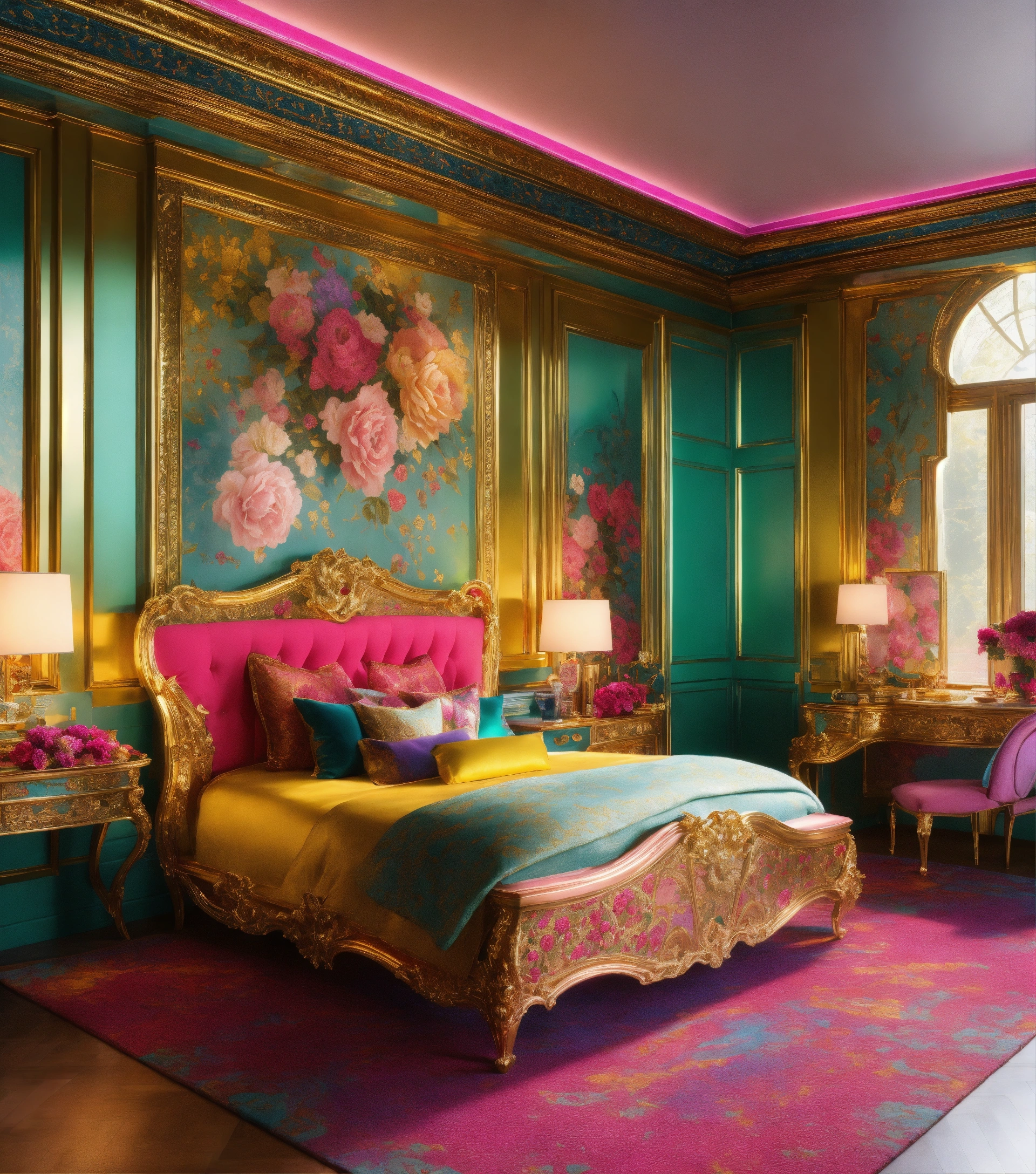 Lexica - Futuristic beautiful French mansion interior bedroom glamorous ...